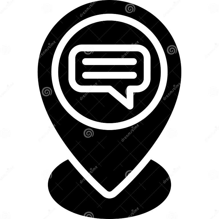 Pin with Speech Balloon Icon, Location Map and Navigation Vector Stock ...