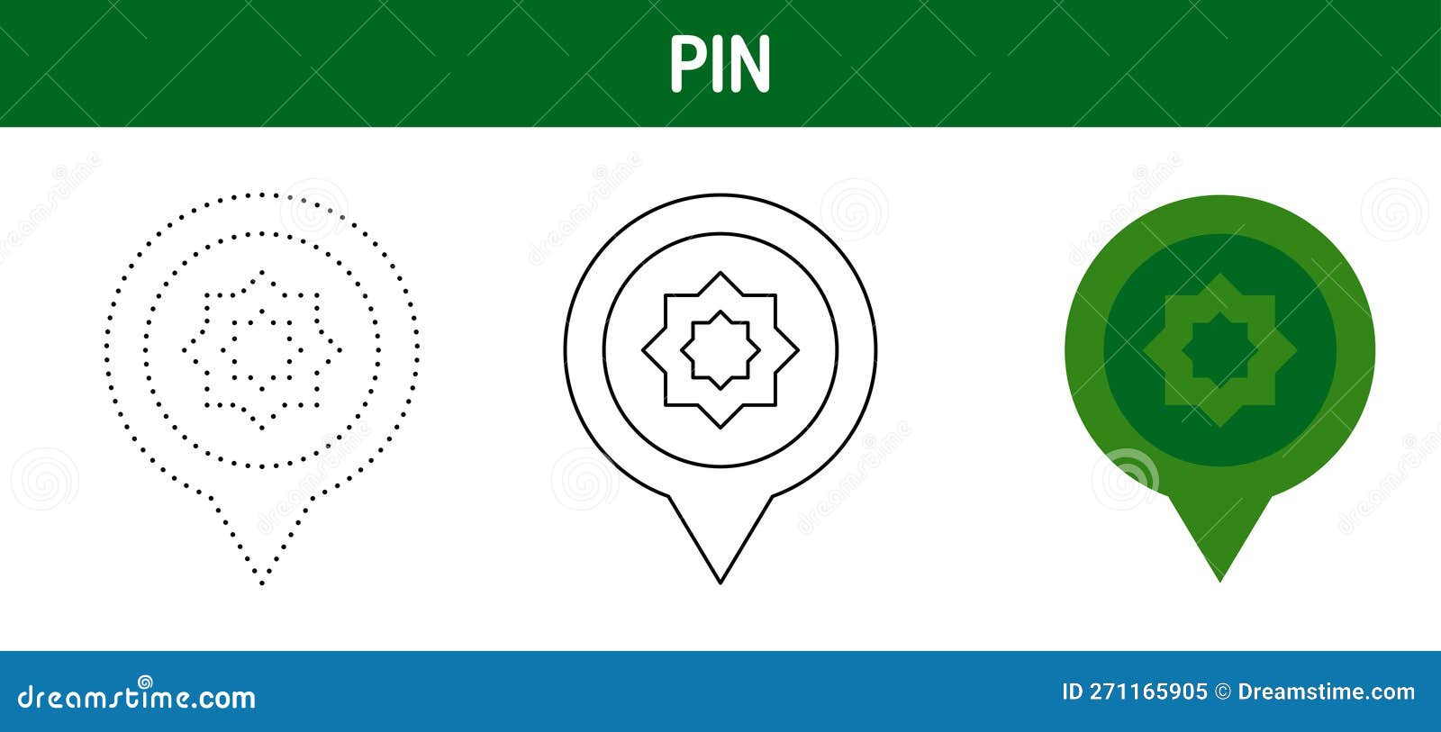 Pin Tracing and Coloring Worksheet for Kids Stock Vector - Illustration ...