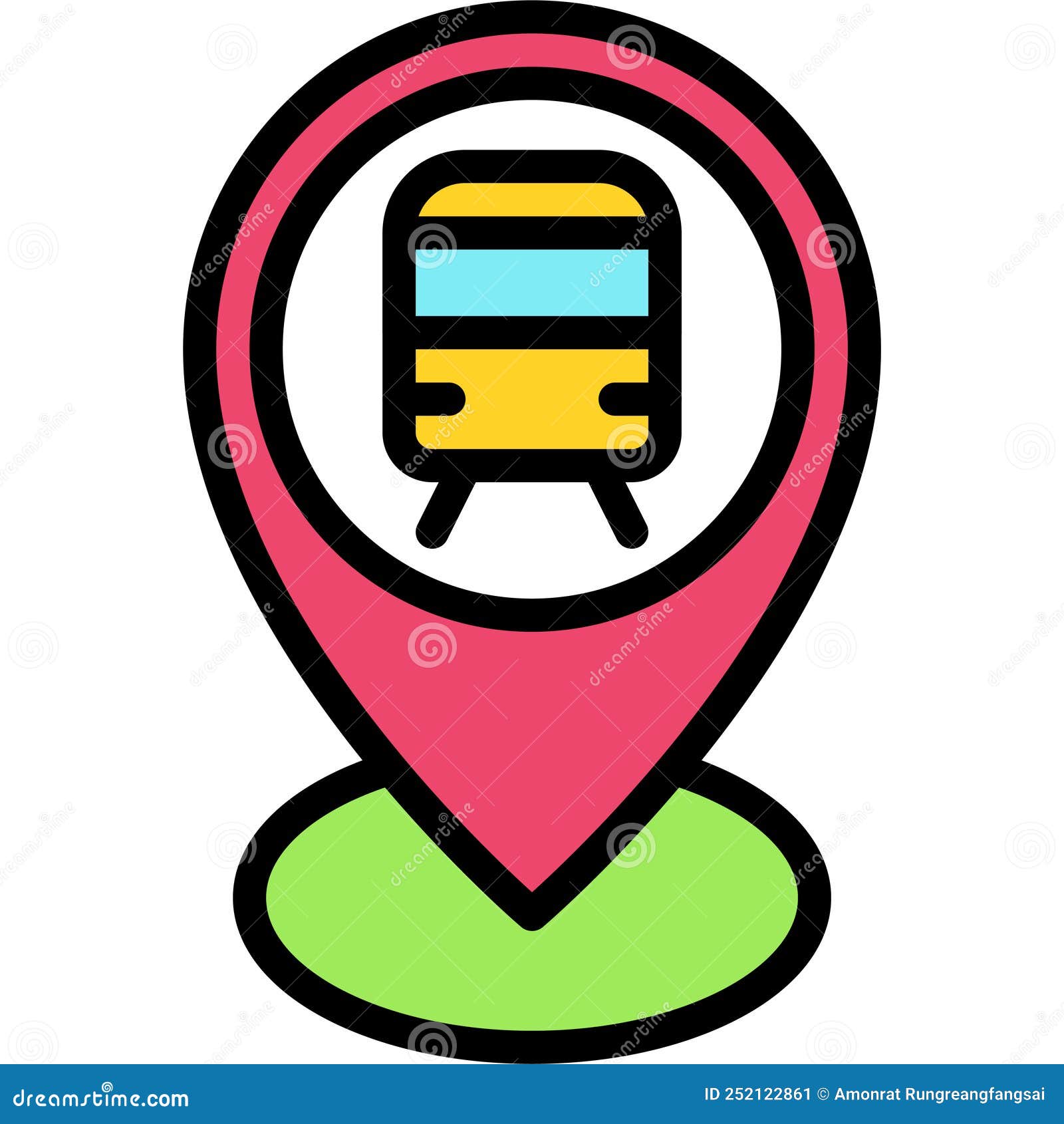 Pin with Train Icon, Location Map and Navigation Vector Stock Vector ...