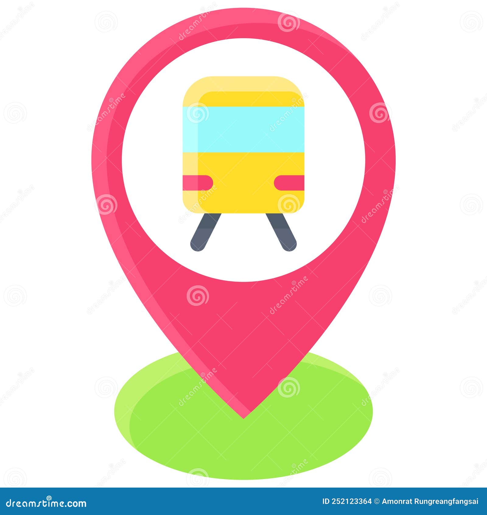 Pin with Train Icon, Location Map and Navigation Vector Stock Vector ...