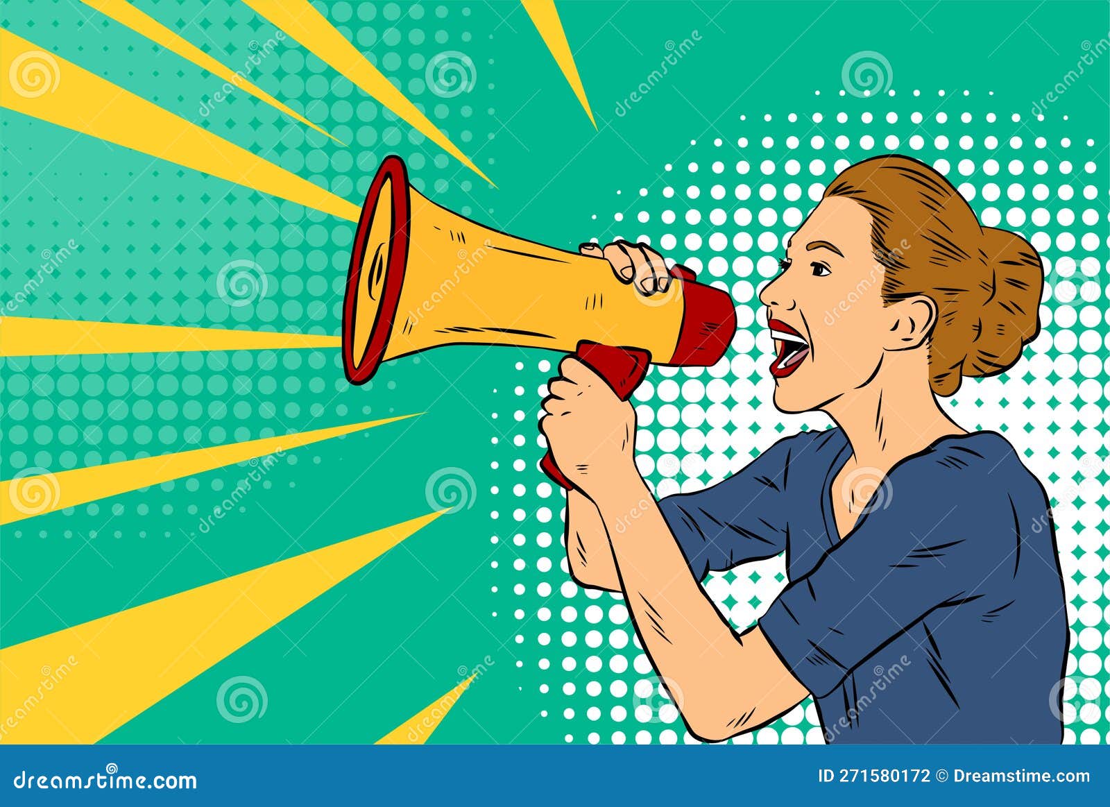 Illustration of a Woman Shouting on Megaphone Toa Loudspeaker Device ...