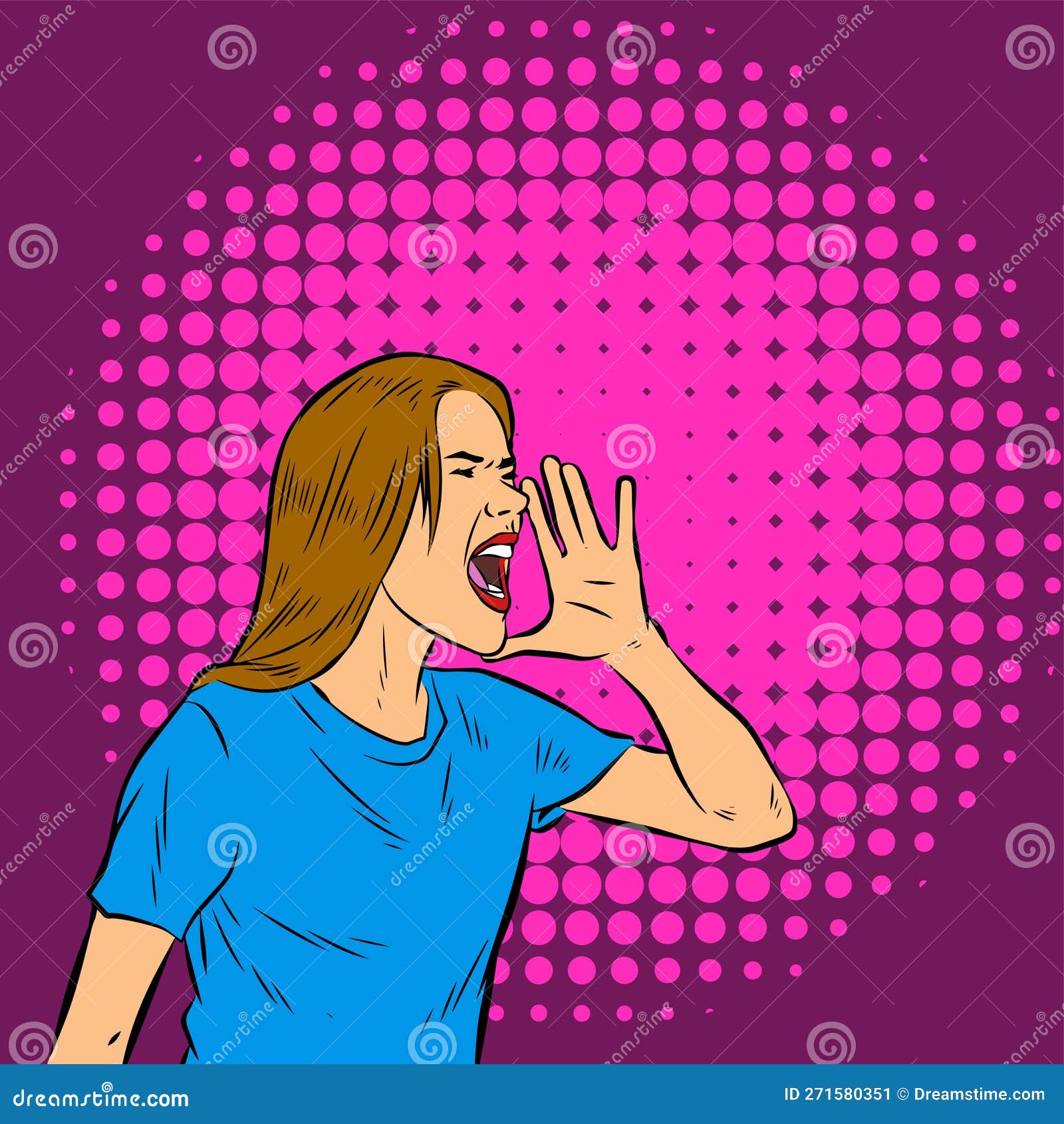 Illustration of Female Shouting or Yelling Announcing or Promoting ...