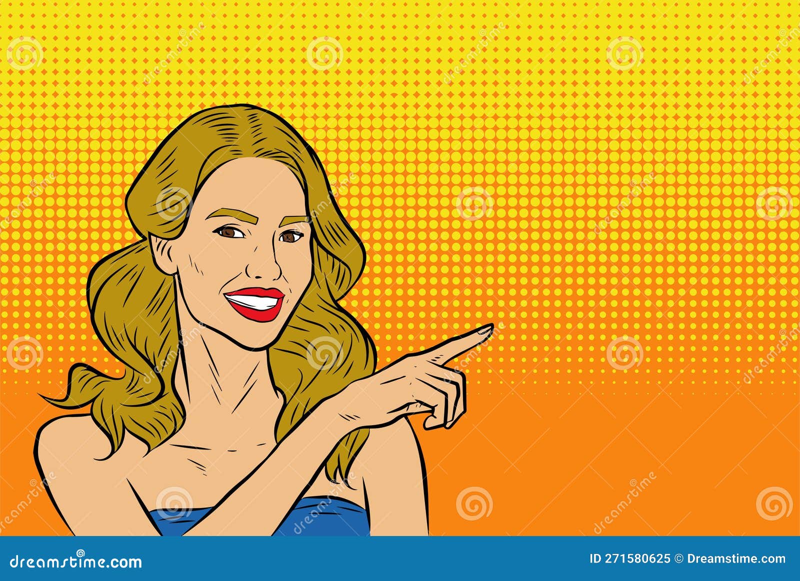 Illustration Of A Woman In Presenting Gesture Illustration Of A Young