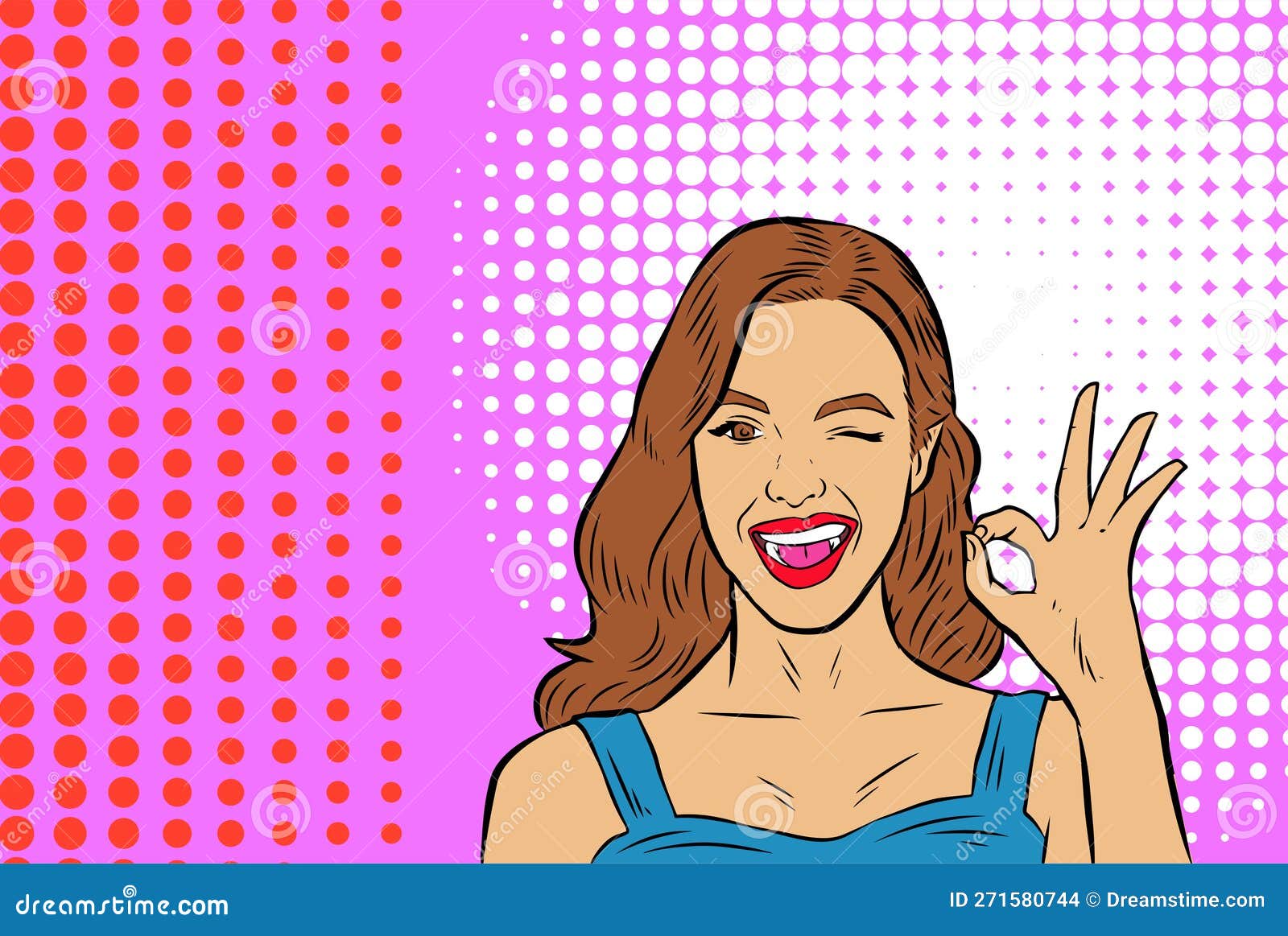 Pin Up Illustration Of A Woman Wingking Her Eye And Smile With Approval ...