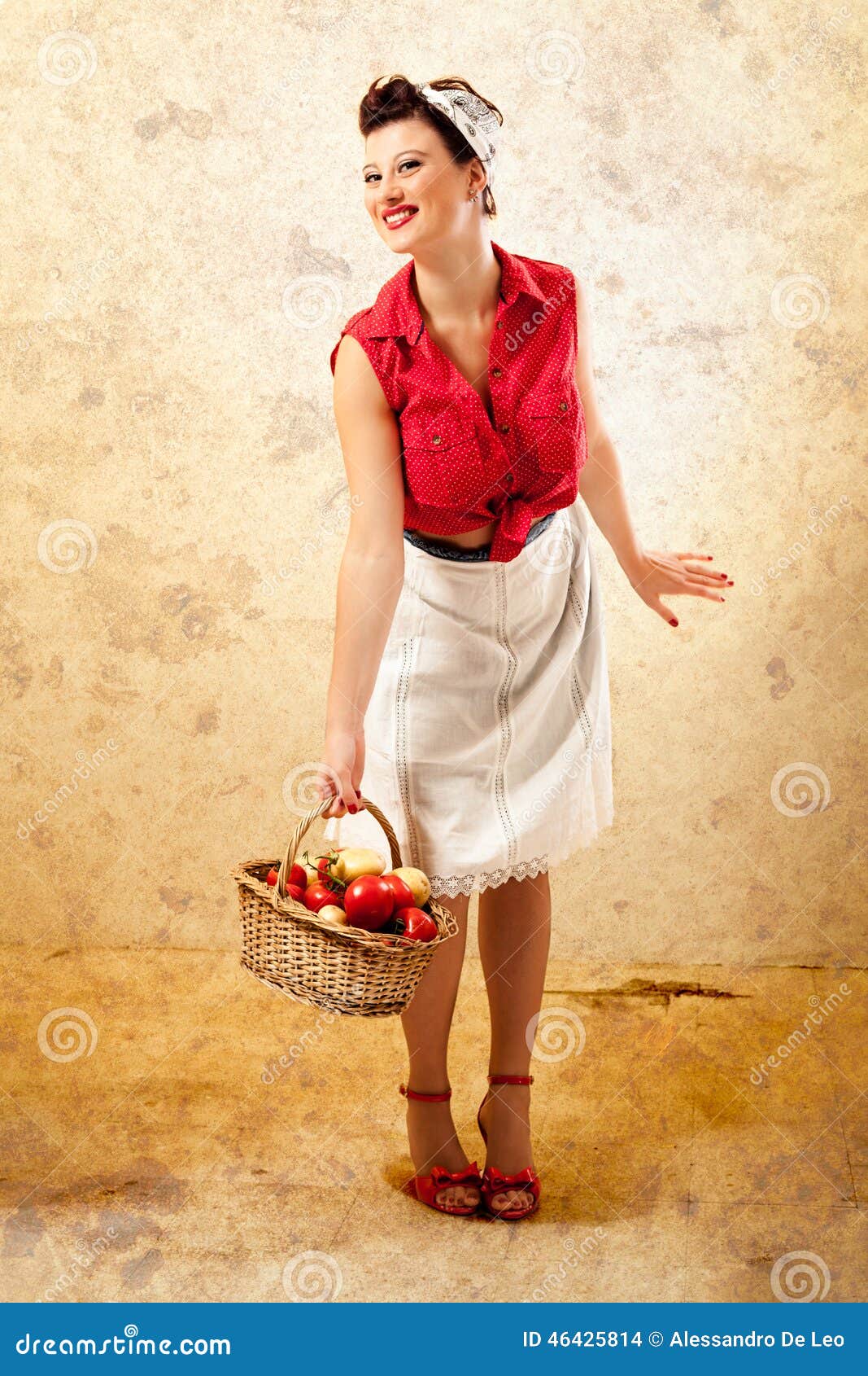 Pin Up Farmer stock photo. Image of holding, tomatoes - 46425814