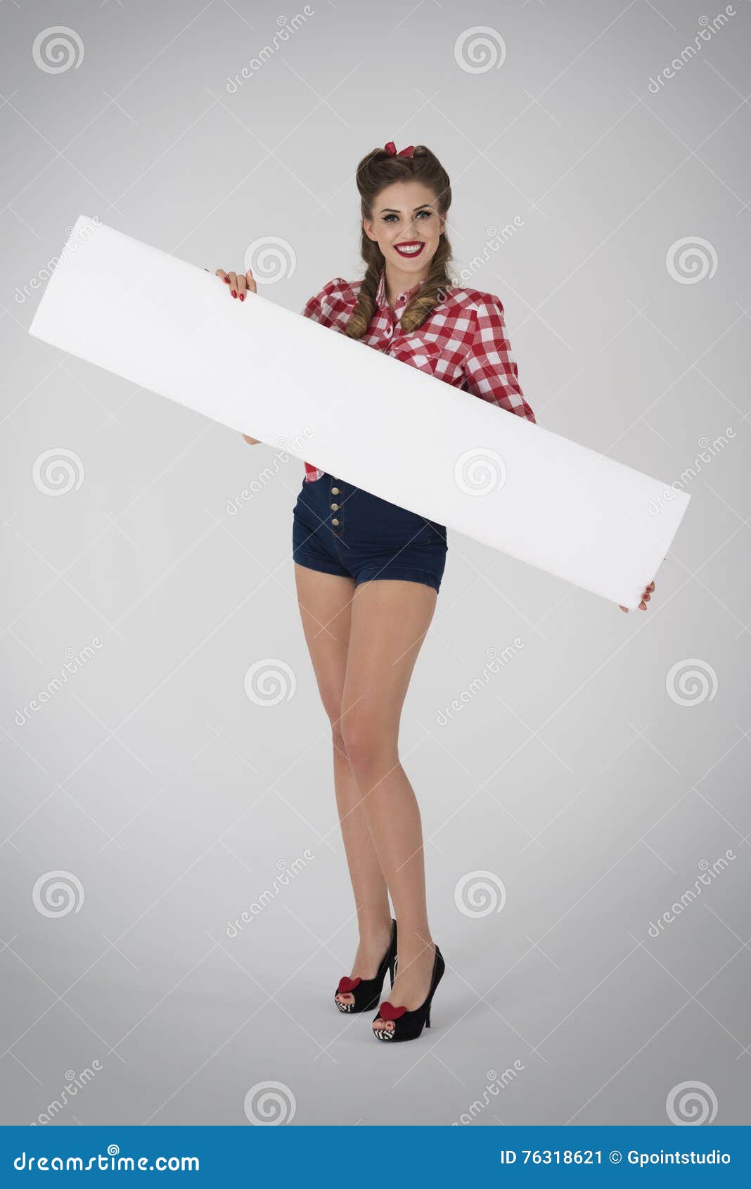 Pin-up girl stock image. Image of curly, legs, girlish - 76318621