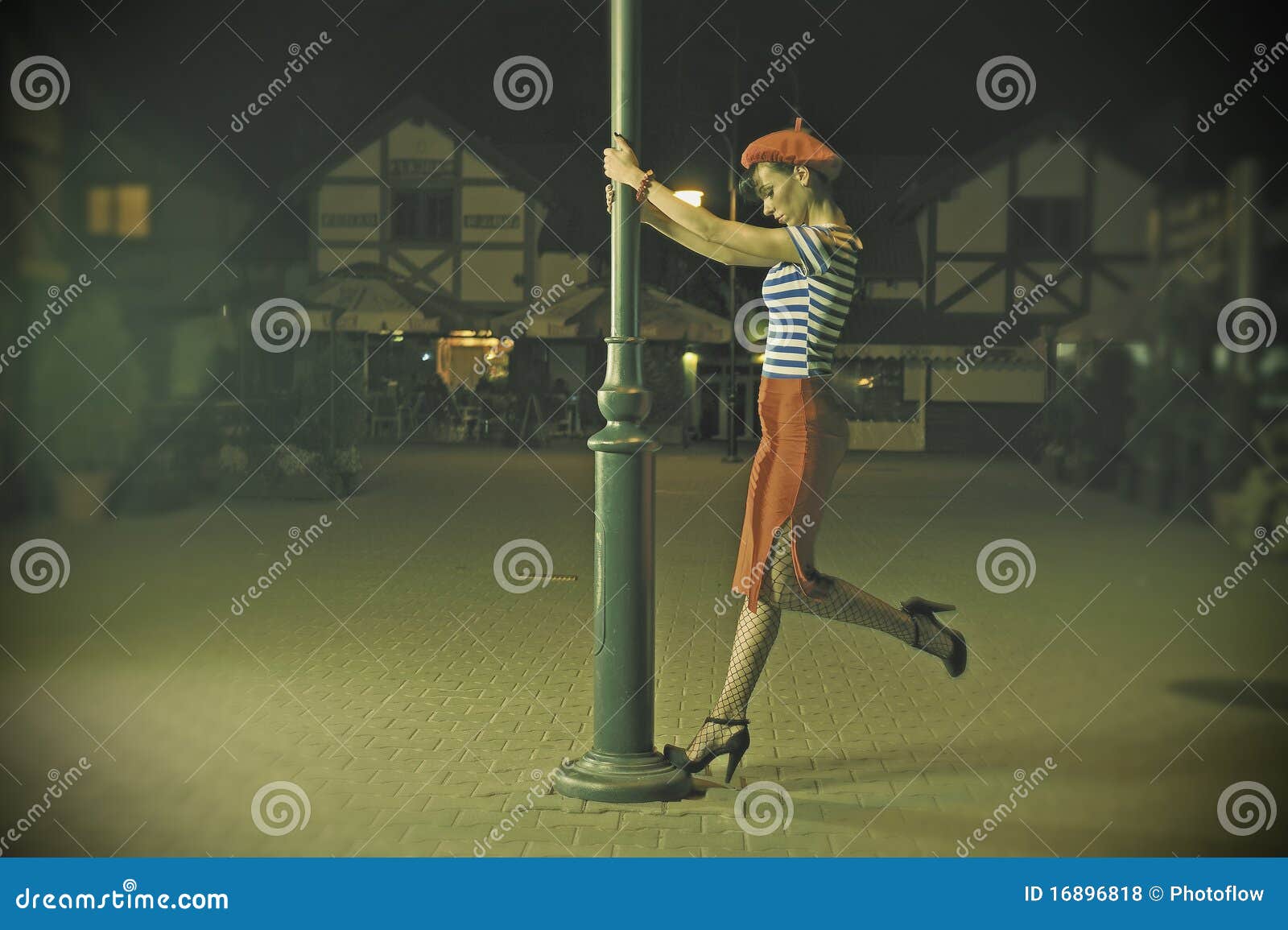 Pin Up Girl and lantern stock photo. Image of beauty - 16896818