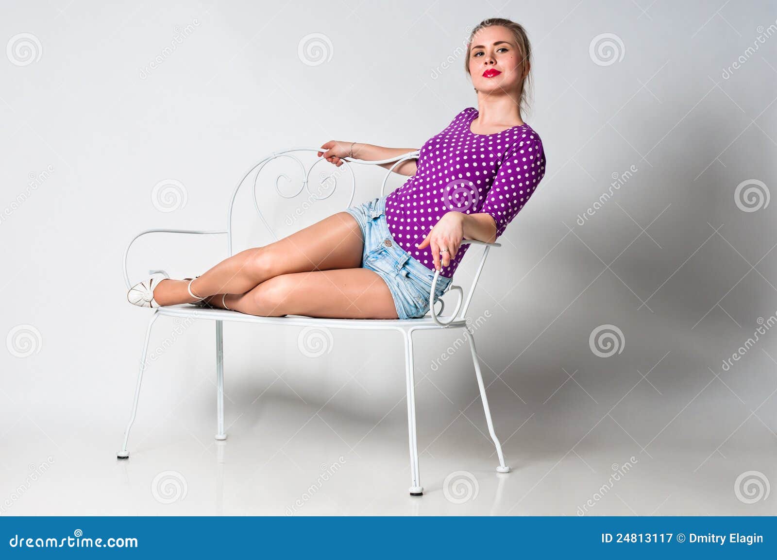 Pin Up Girl Laying On Bench Royalty-Free Stock Photo | CartoonDealer ...