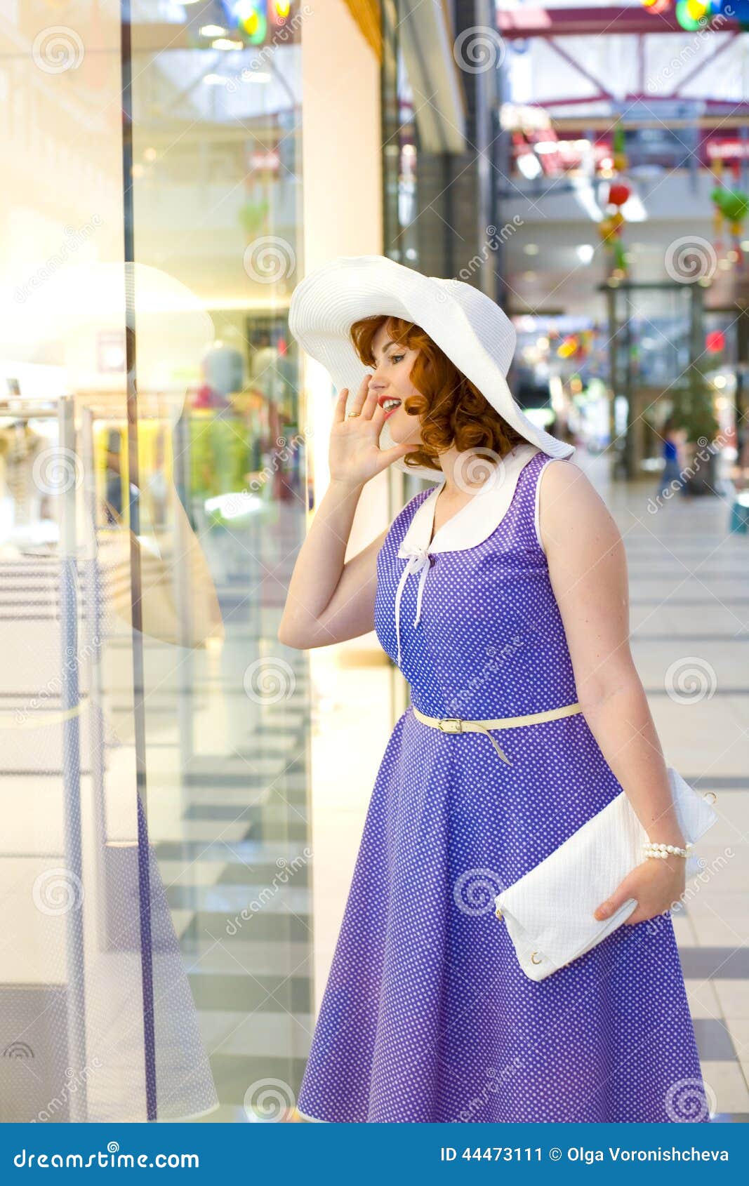 Pin-up girl in a mall stock image. Image of female, shopping - 44473111