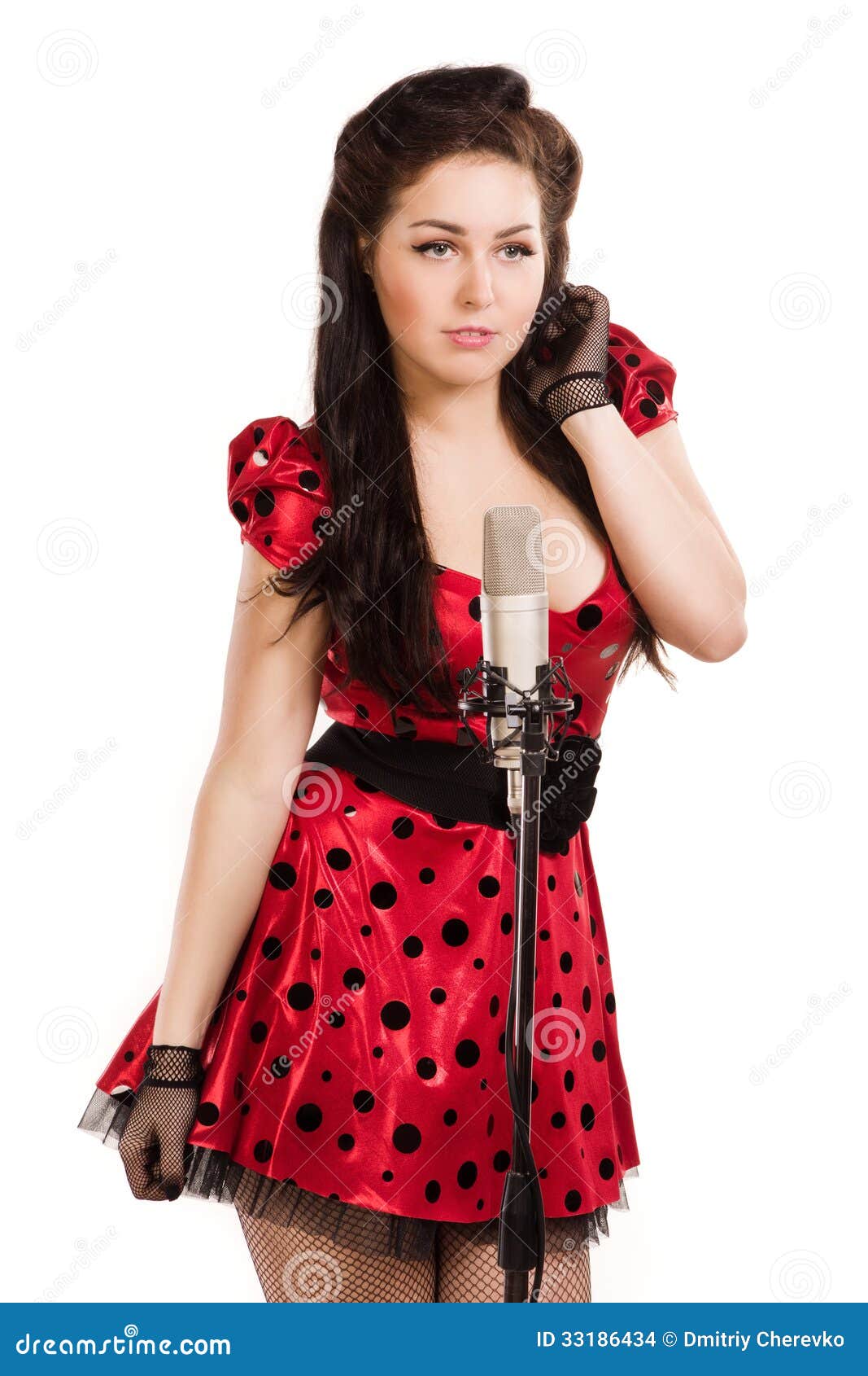 Pin-up girl singing a song stock photo. Image of happy - 33186434