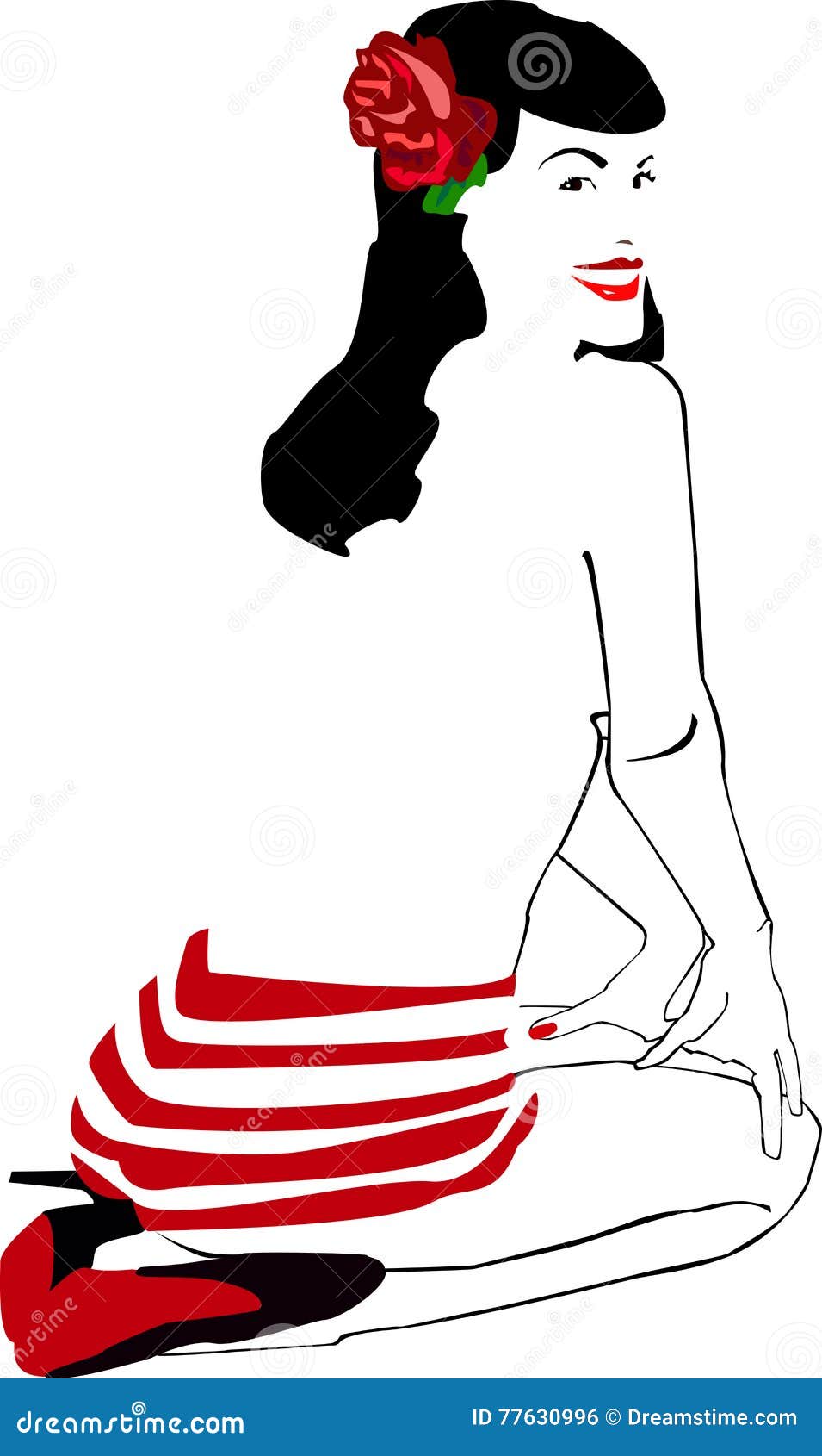 Pin up girl stock vector. Illustration of retro, fashion - 77630996