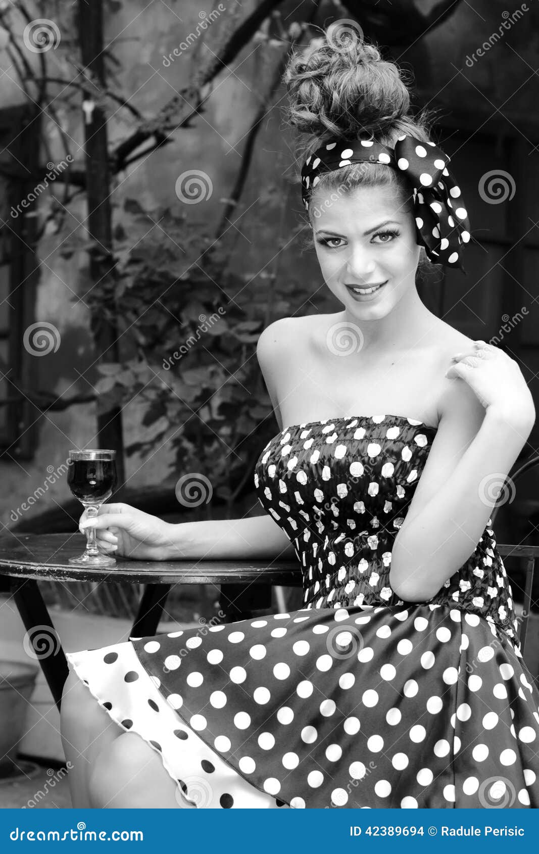 Pin-up girl stock photo. Image of beautiful, female, drink - 42389694