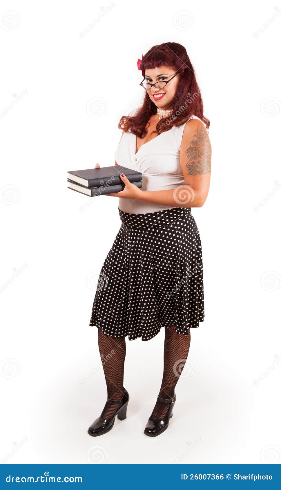 Pin-up Librarian Carrying Books Stock Photo - Image of eyes, isolated ...
