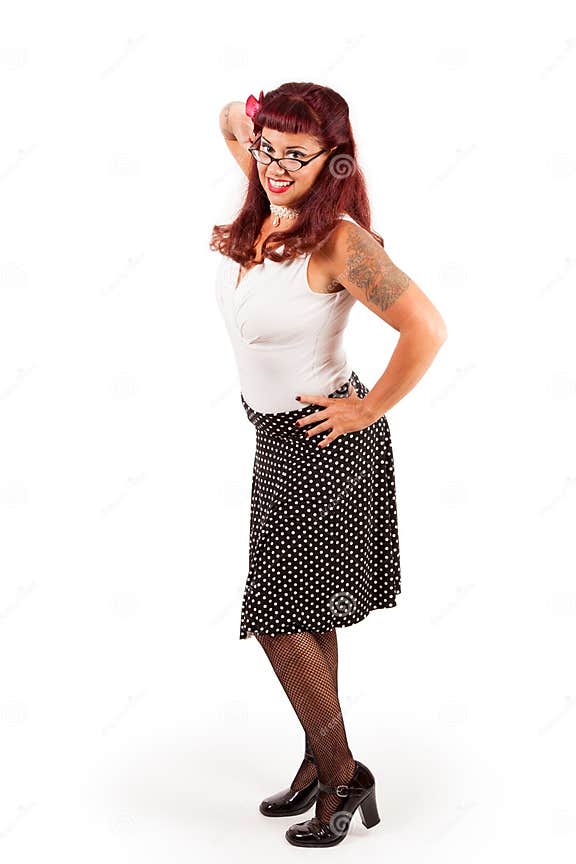 Pin-up Librarian Striking a Pose Stock Image - Image of high, brown ...