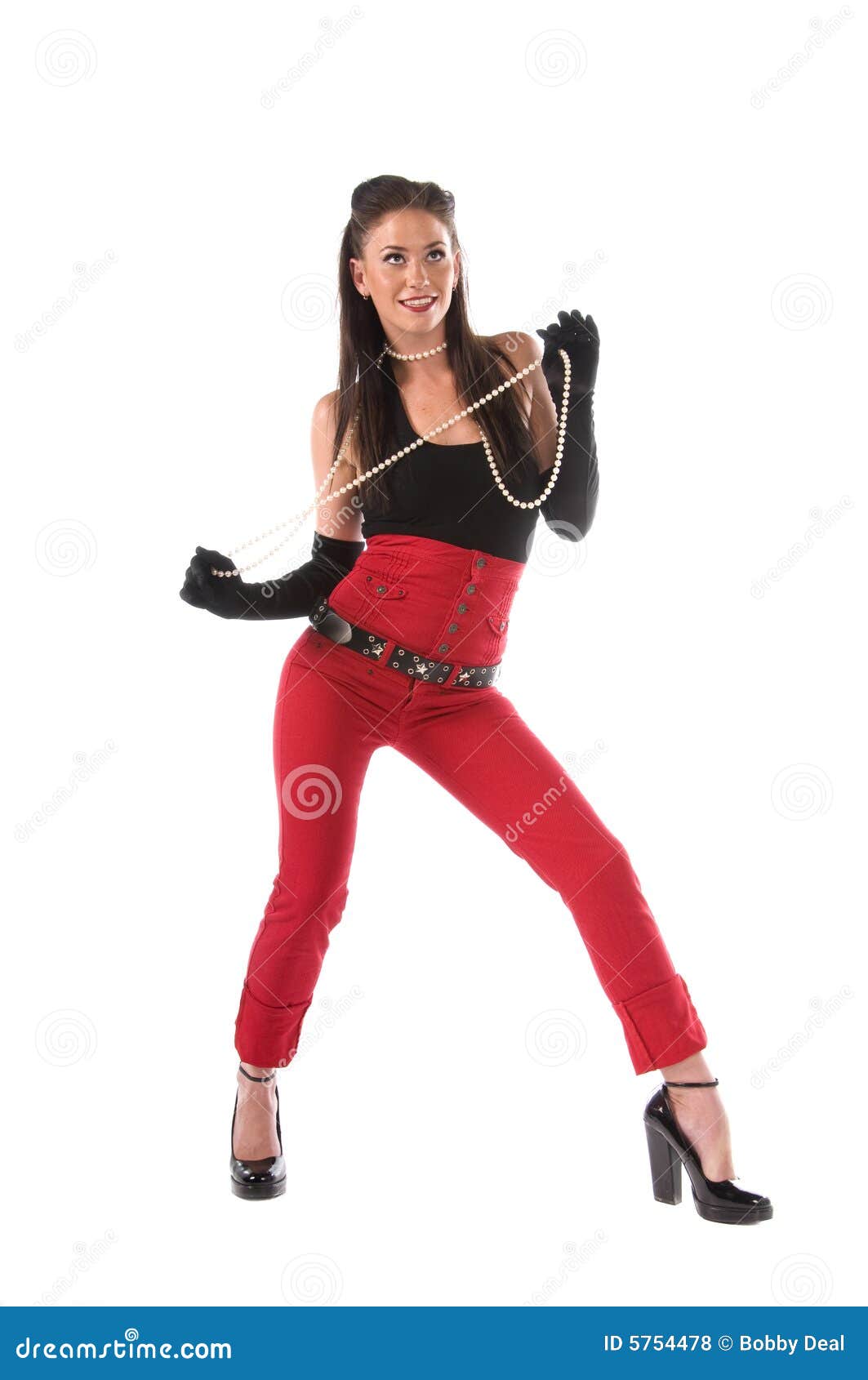 Pin Up in Red Pants stock photo. Image of alternative - 5754478