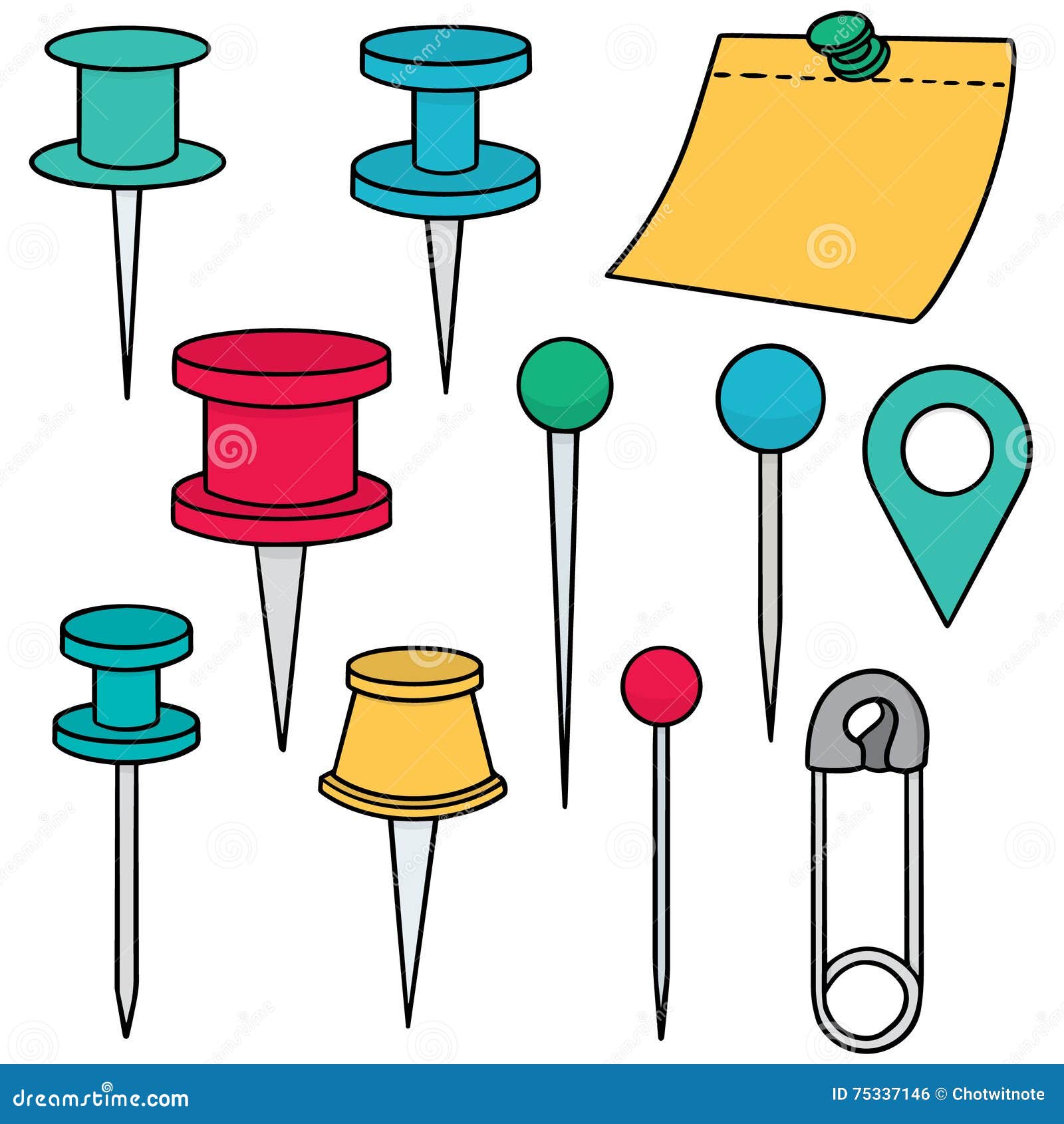 Pin stock vector. Illustration of brooch, metal, illustrate - 75337146