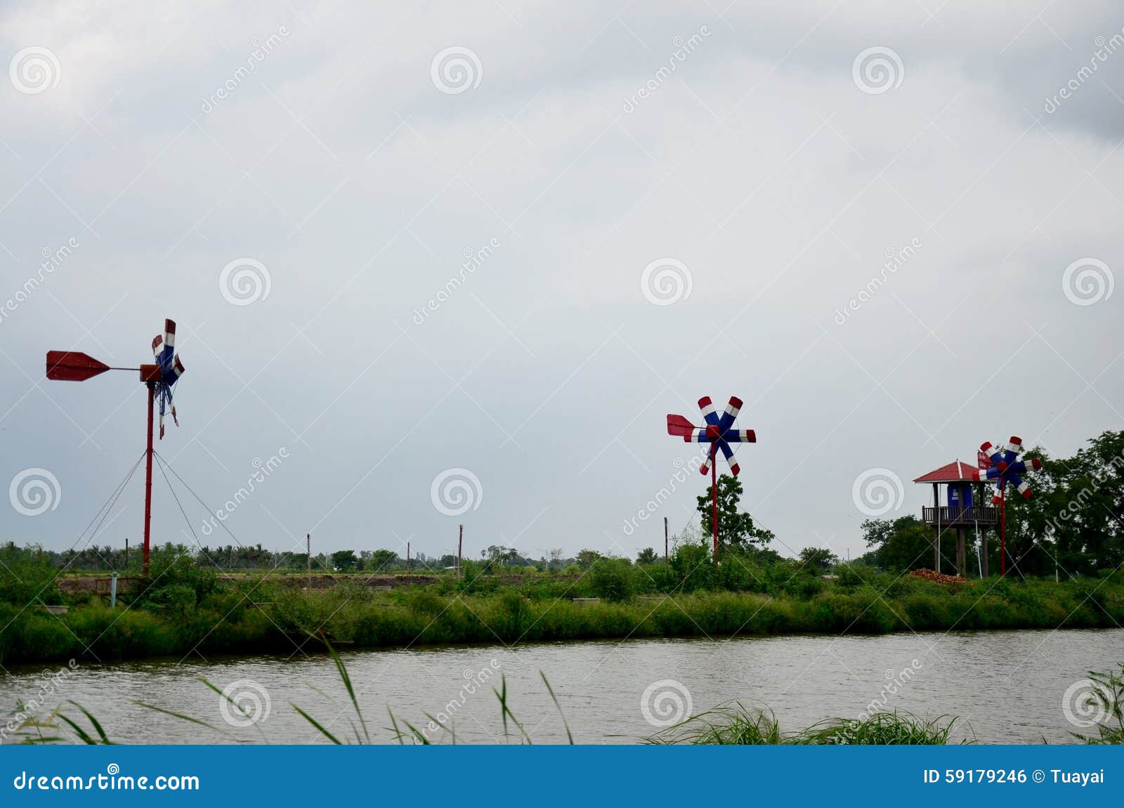 Pin Wheel or Windmill and Wind Rain Storm Stock Photo - Image of rural ...