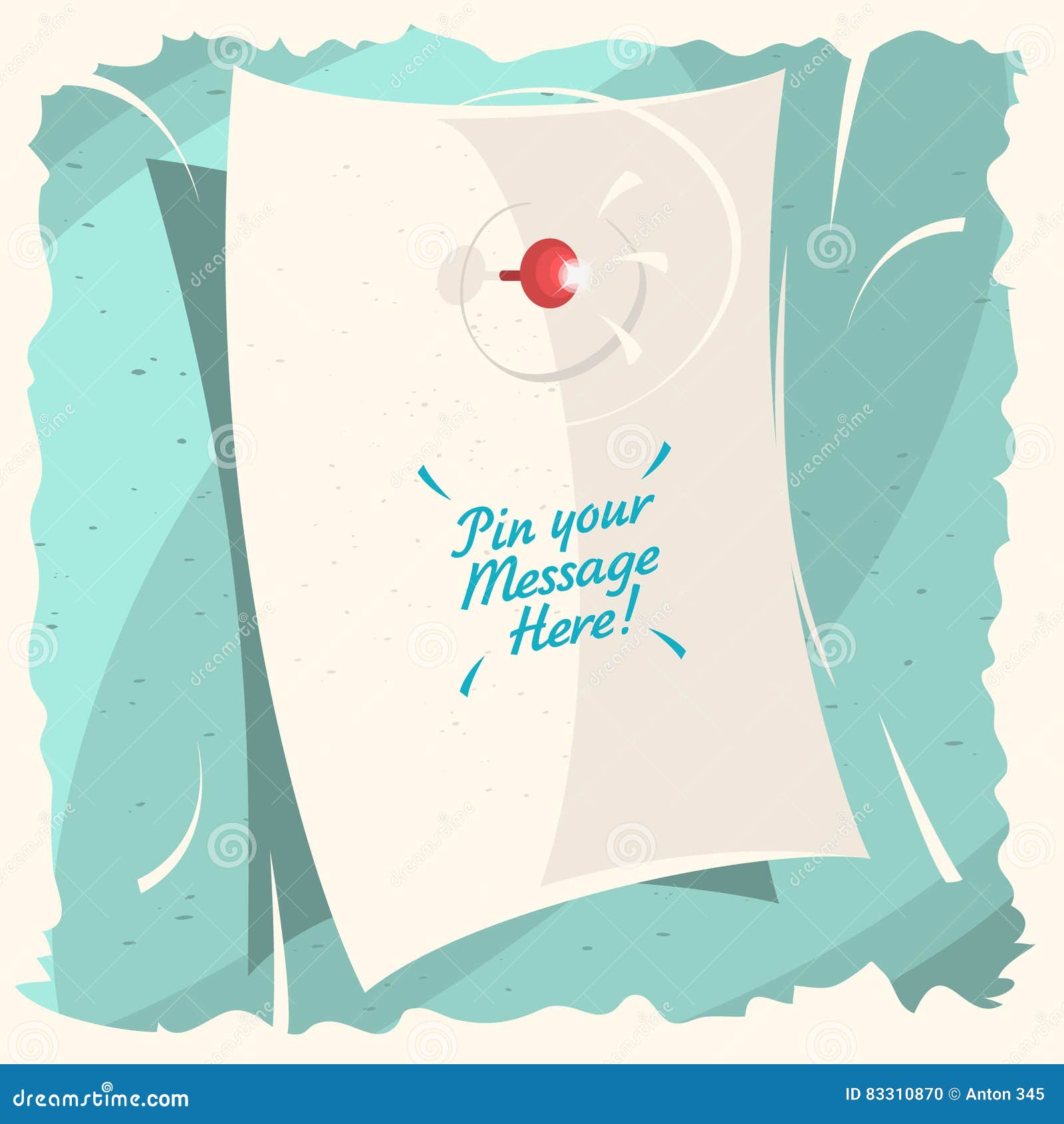 Pin Your Message Here! a Message on the Blank Curled Paper Sheet Stock ...