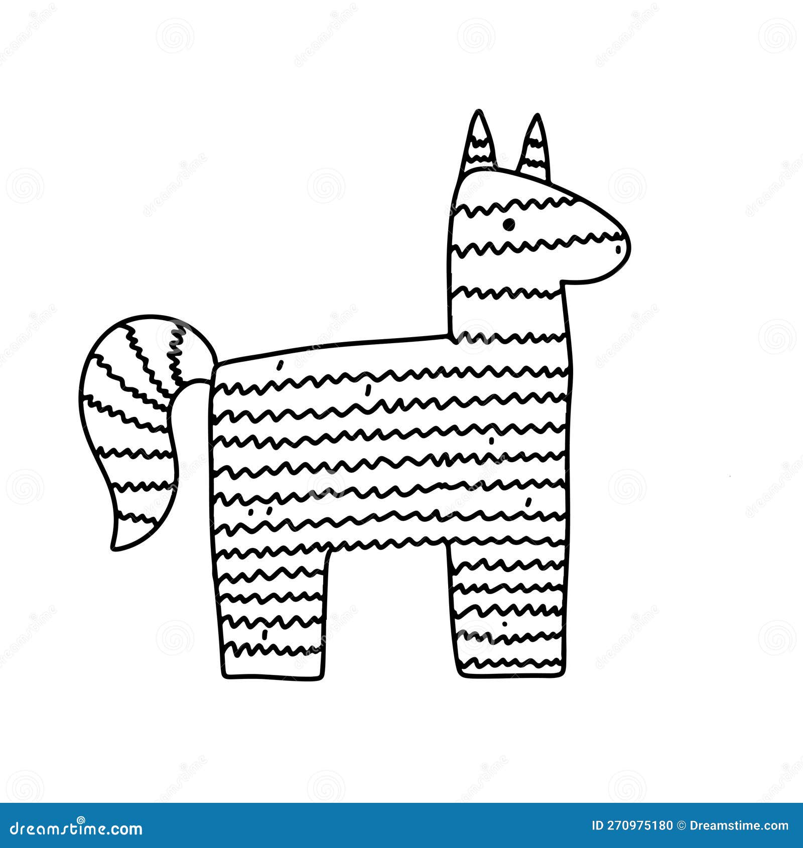 Pinata in Hand Drawn Doodle Style. Vector Illustration Isolated on ...