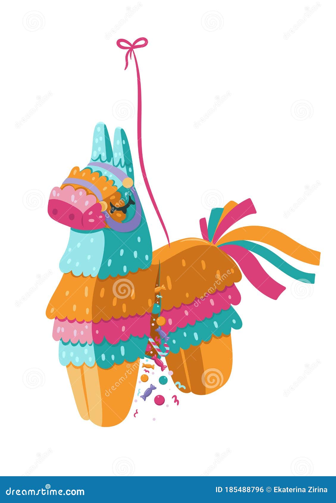 Pinata Isolated Coloring Page For Kids Vector Illustration ...