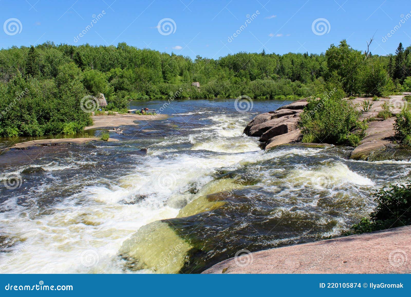 Pinawa Dam: Panoramic View of the River, Stone Bank and Forest Stock ...