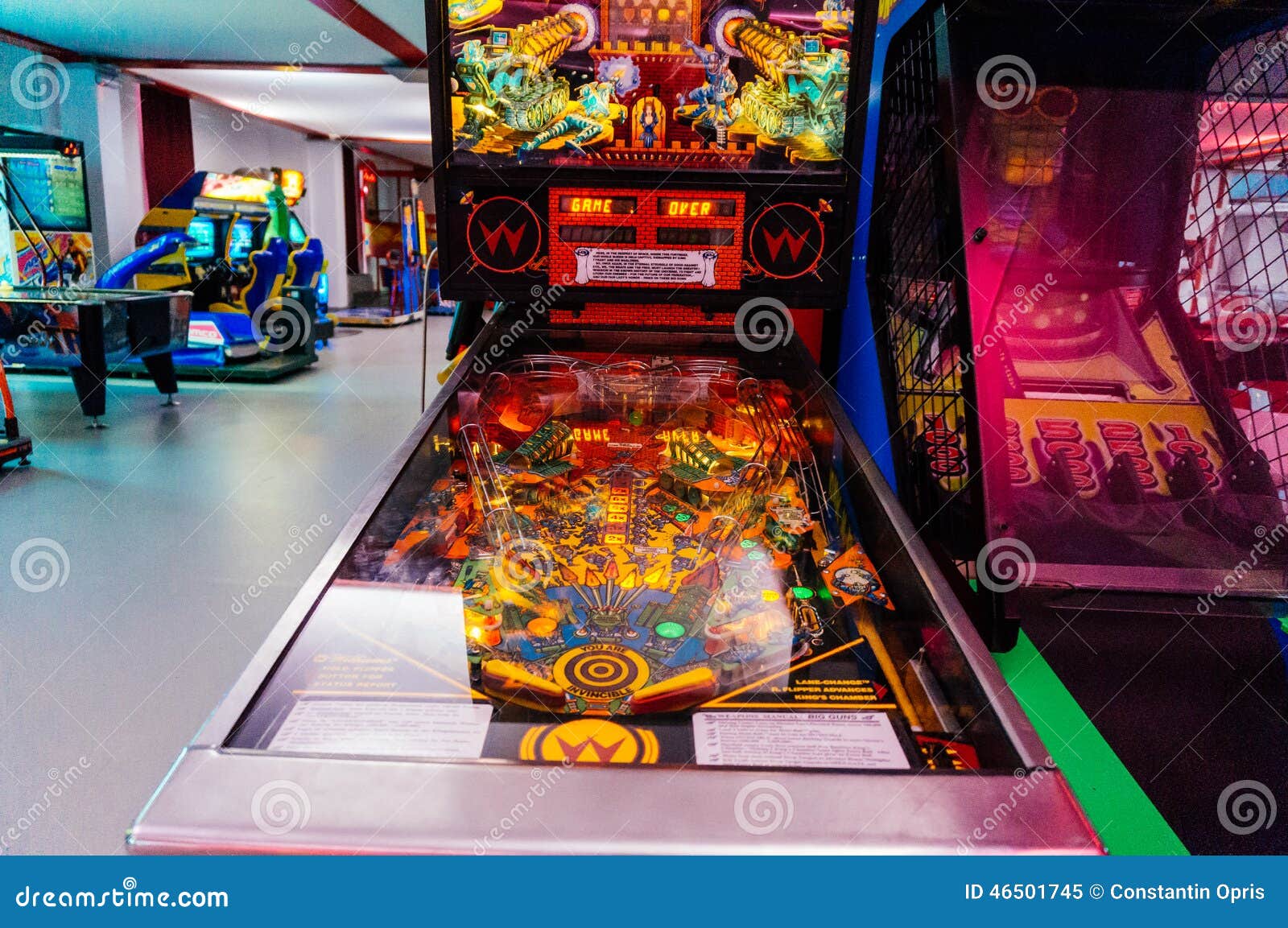 Pinball arcade game editorial image. Image of flippers - 46501745