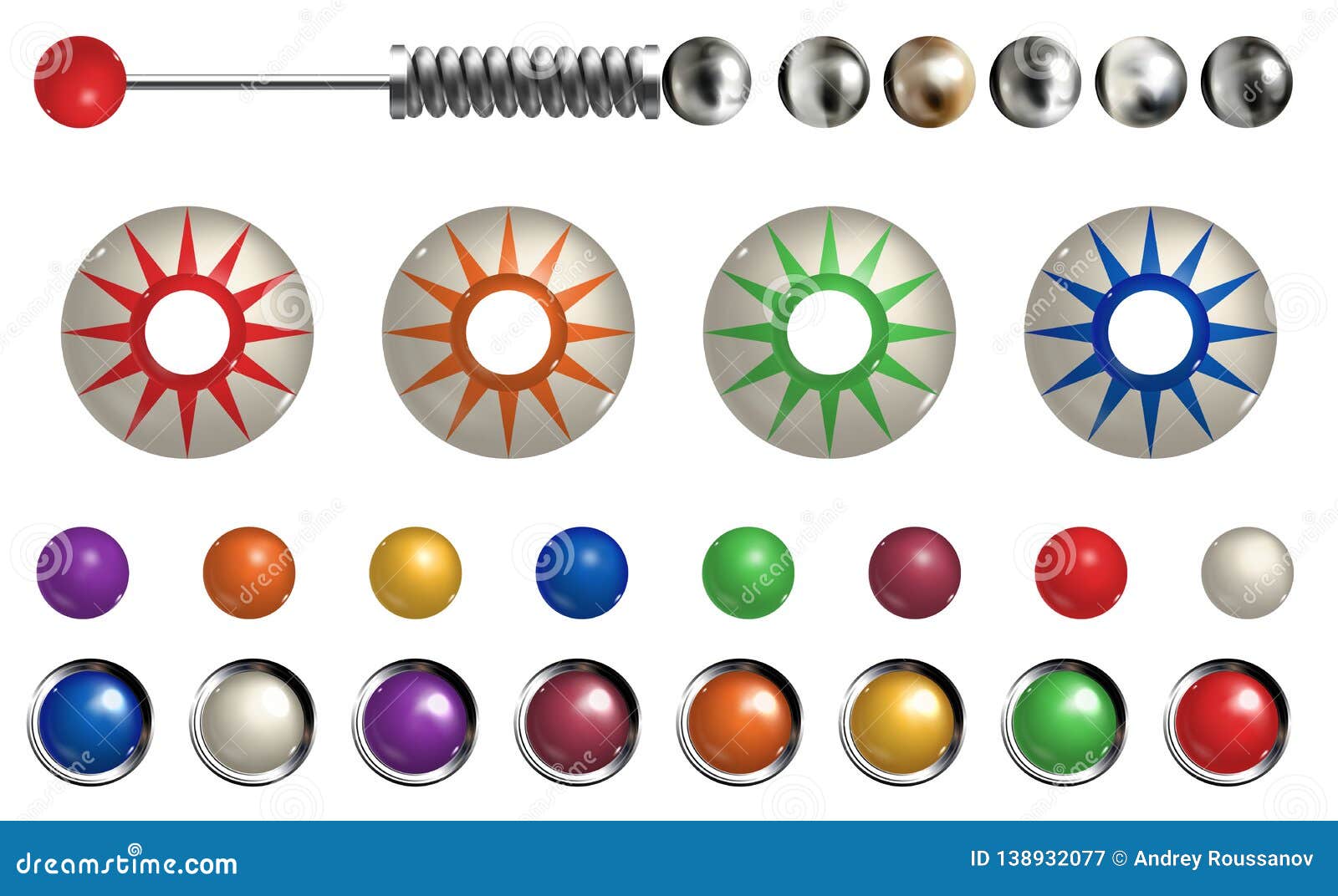 Pinball Elements. Realistic Set with Different Tools Stock Vector ...