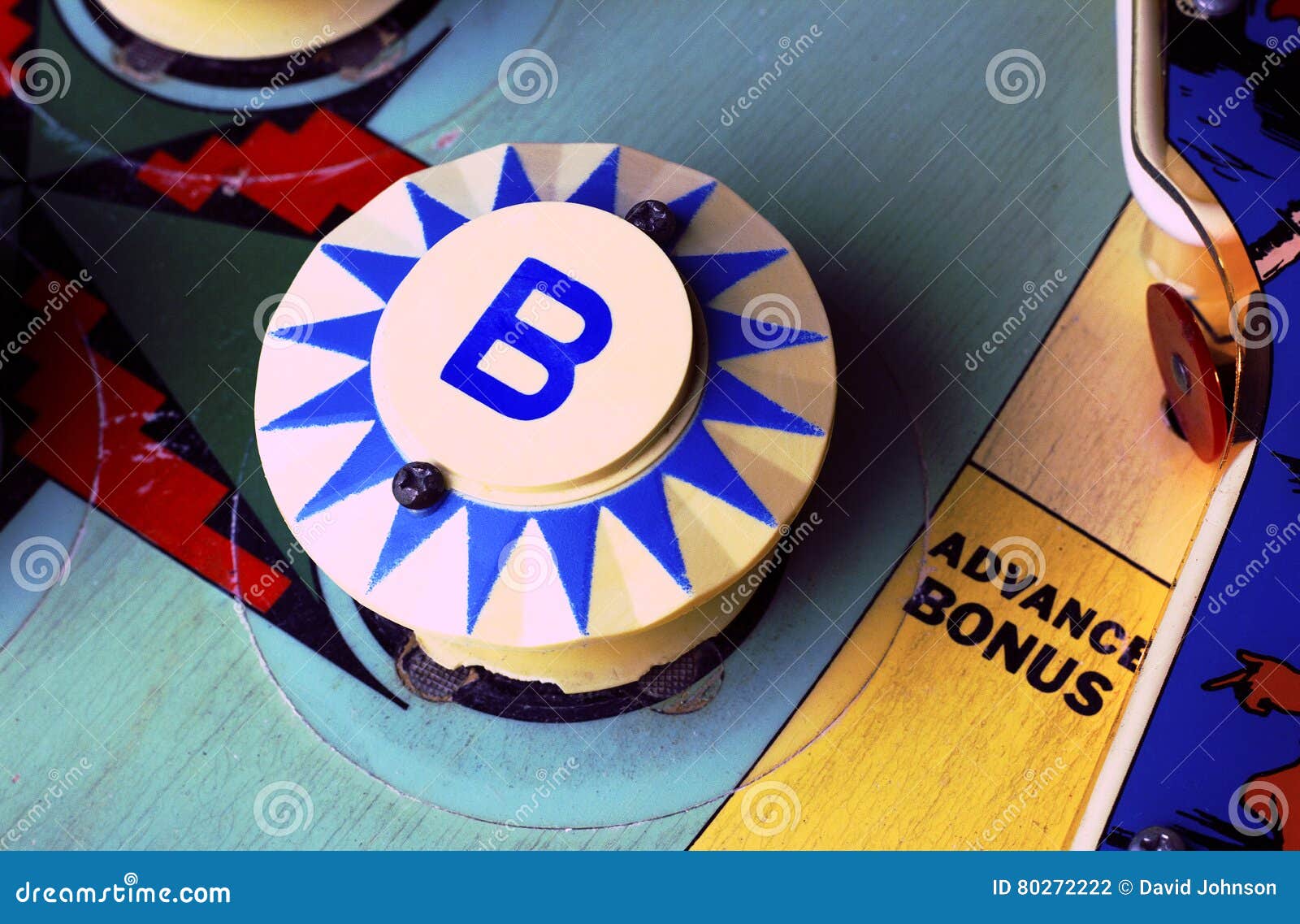 Pinball machine `B` bumper stock photo. Image of points - 80272222