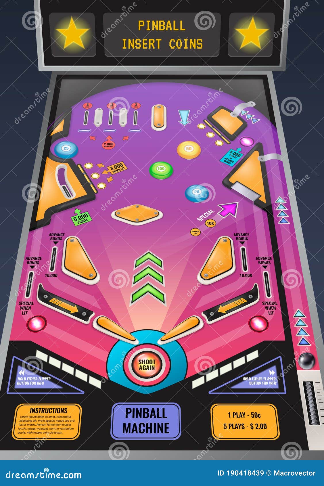 Pinball Machine Realistic Image Stock Vector - Illustration of arrow ... Pinball Machine Realistic Image Stock Vector - Illustration of arrow ...