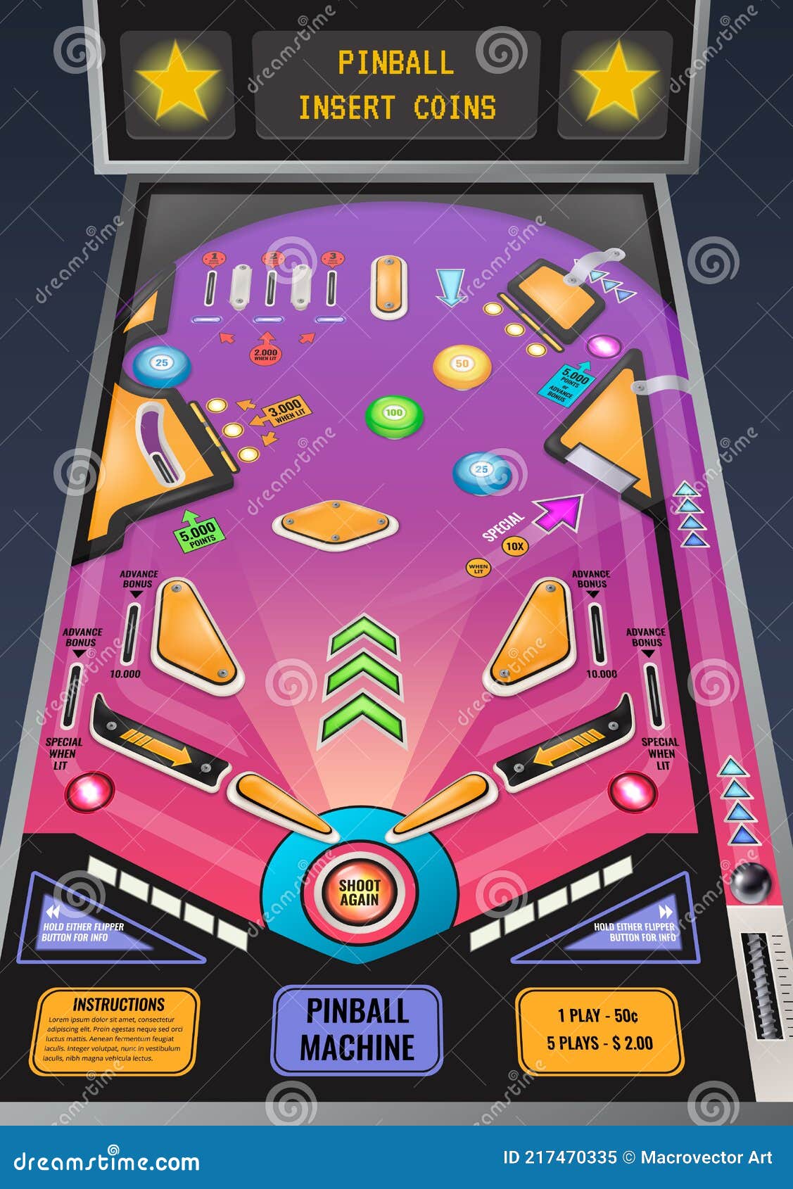 Pinball Machine Realistic Image Stock Vector - Illustration of insert ...
