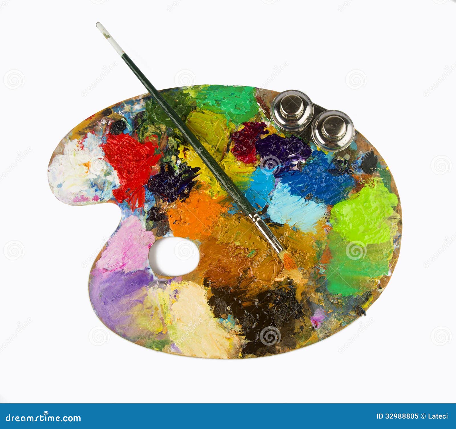 Pinceau et palette image stock. Image du artistique, coupure - 32988805