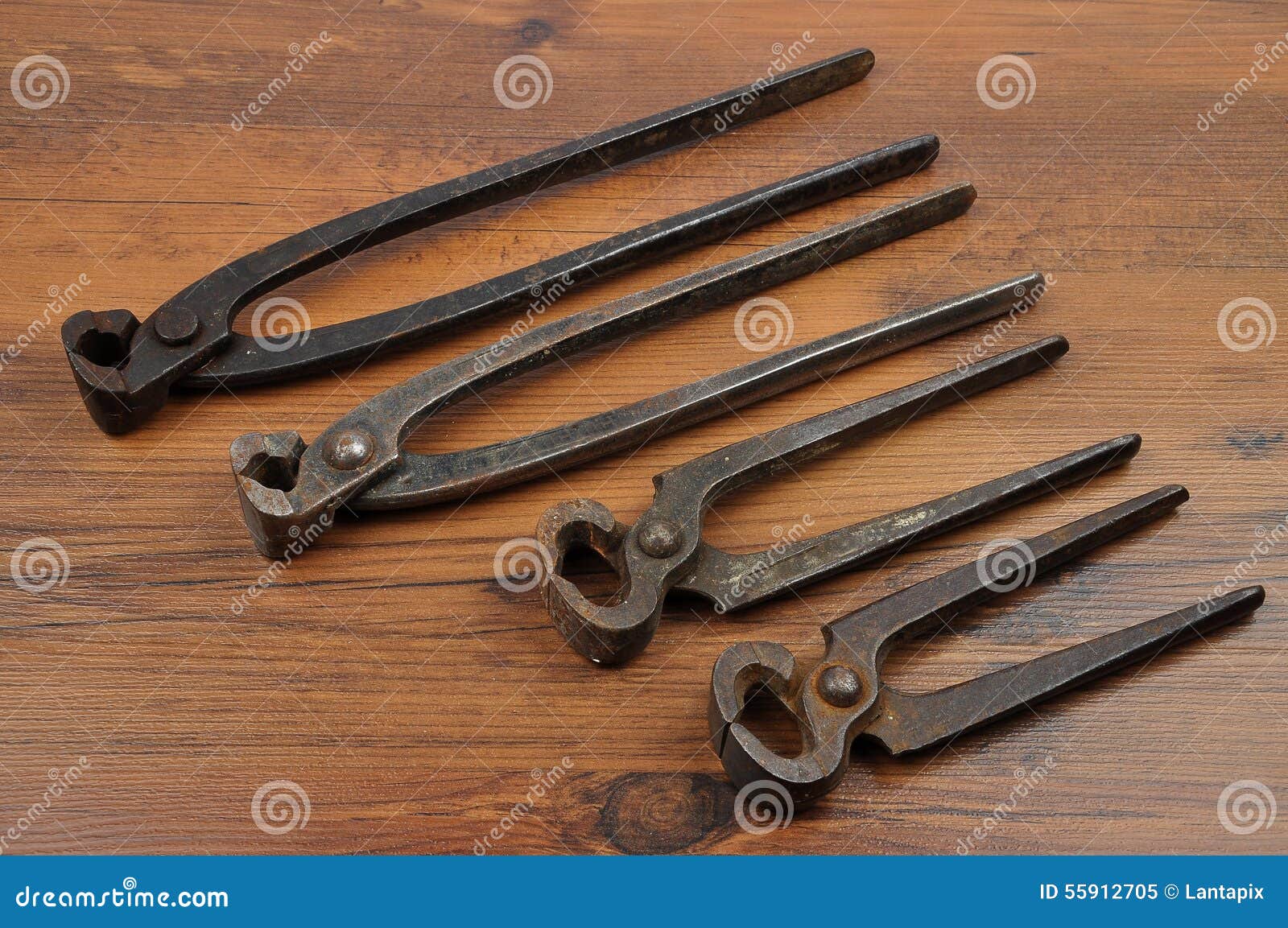 Pincers on wood stock image. Image of fashioned, rust - 55912705