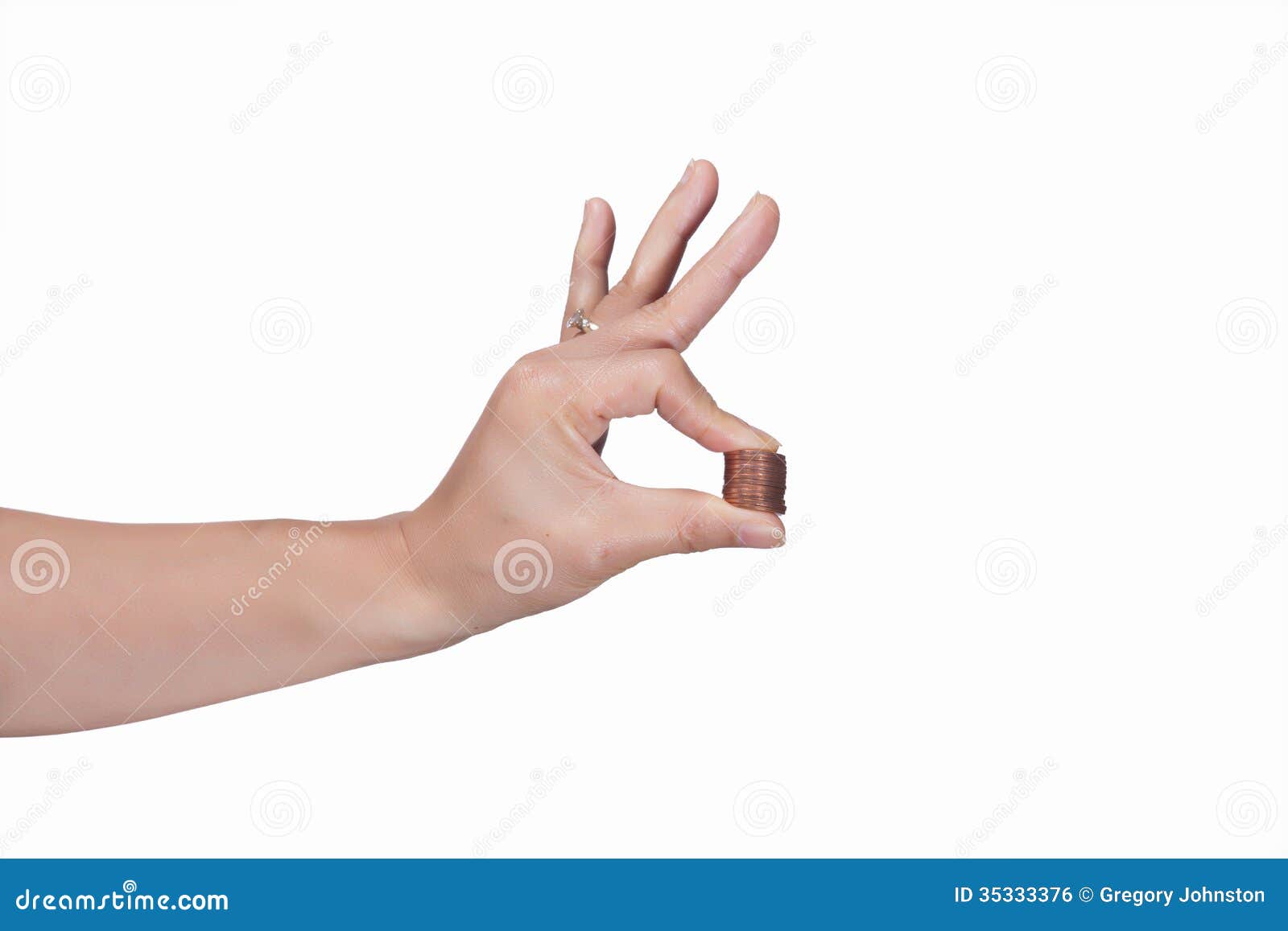 Pinching Pennies. stock photo. Image of hand, pennypinching - 35333376