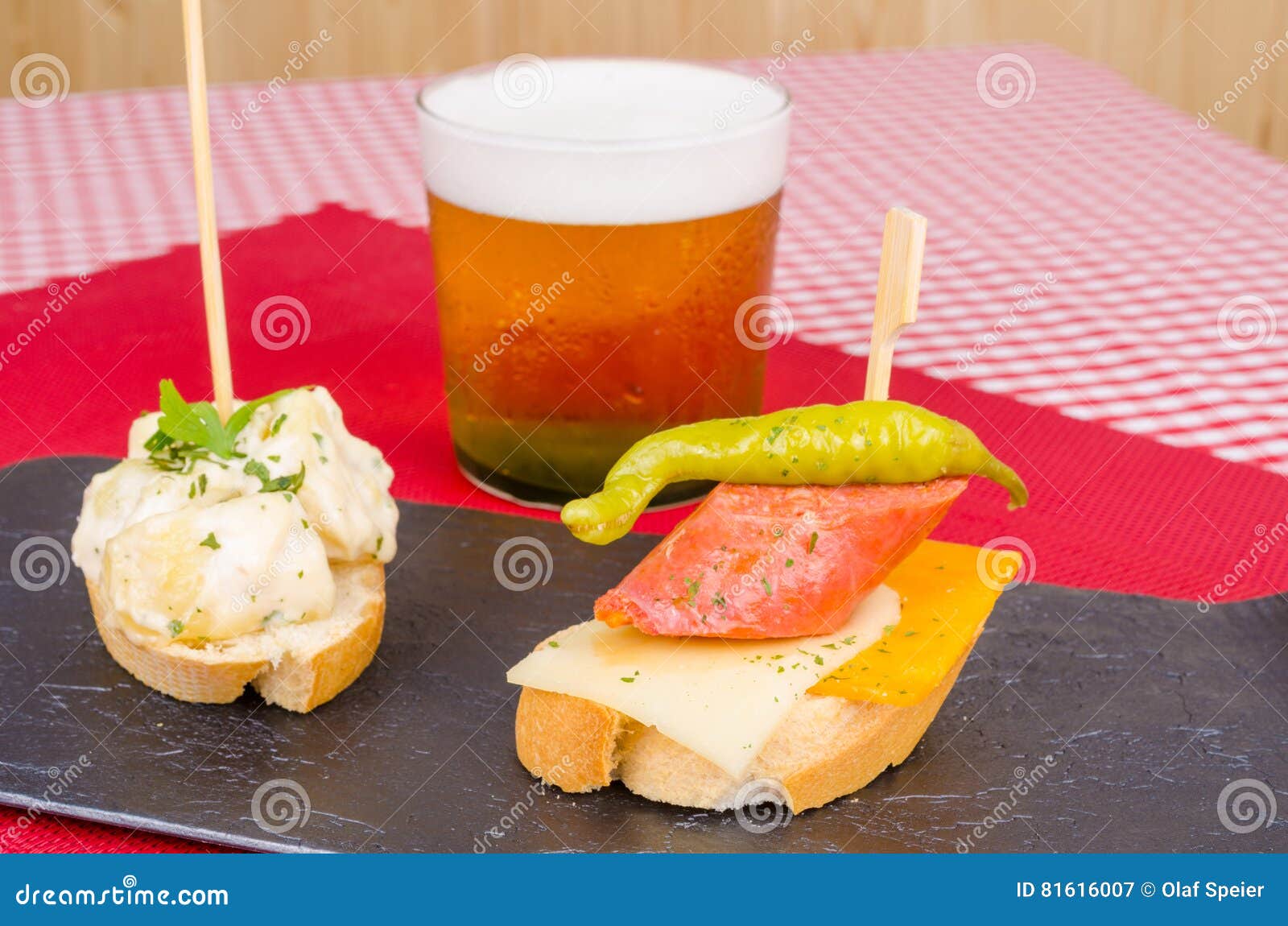 Pincho tapas stock image. Image of small, chili, appetizer - 81616007