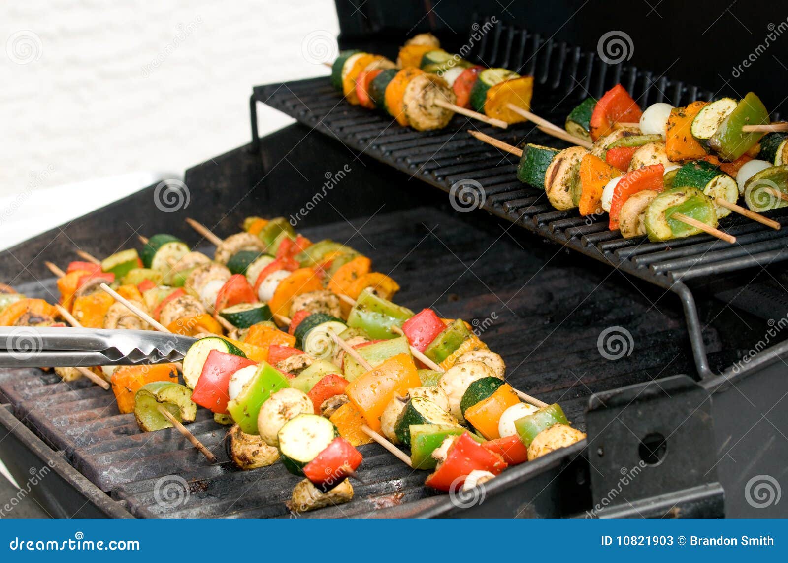 Pinchos en una parrilla imagen de archivo. Imagen de brocheta - 10821903