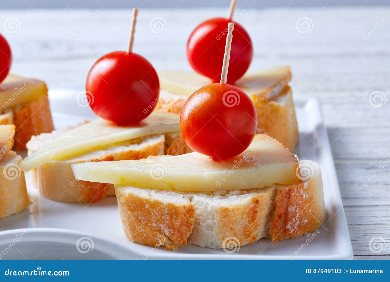 Pinchos Manchego Cheese Cherry Tomatoes Stock Image - Image of closeup ...