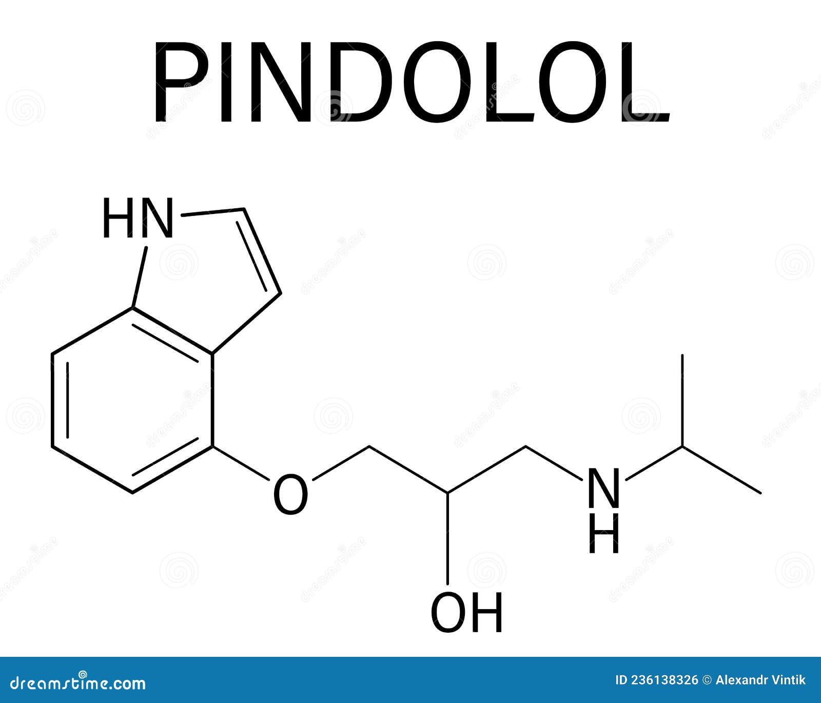 Pindolol Beta Blocker Drug Molecule. Skeletal Formula Stock Vector ...