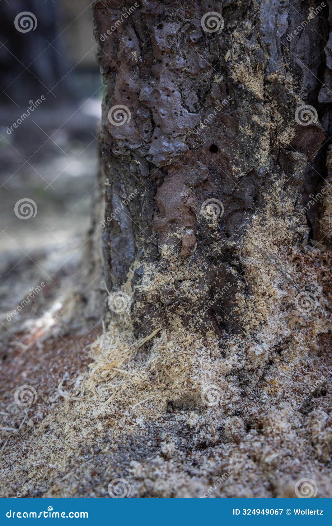 Pine Beetle Evidence - Bore Dust on a Tree Stock Image - Image of ...