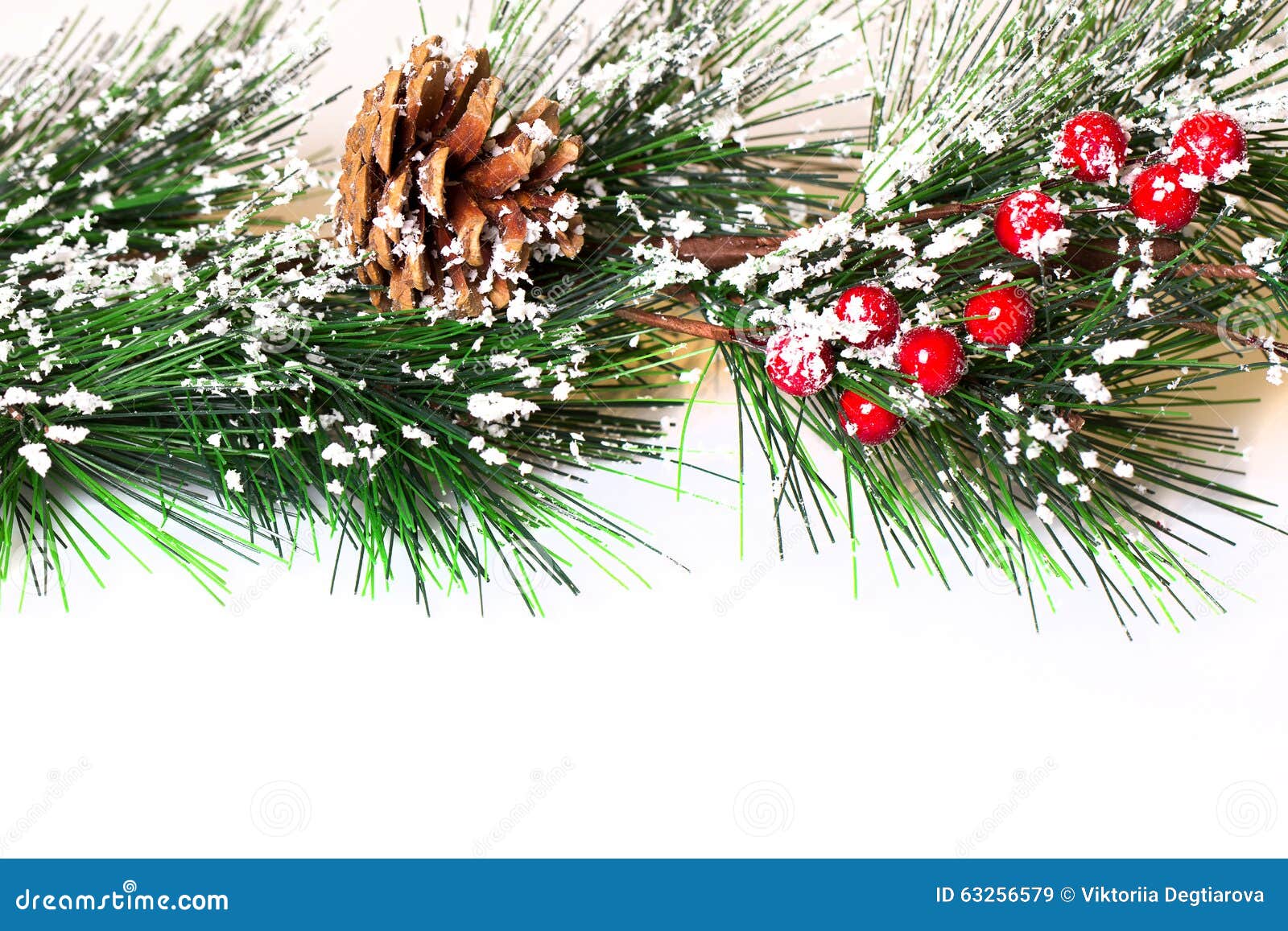 Pine Branches with Christmas Ornaments Stock Image - Image of holiday ...