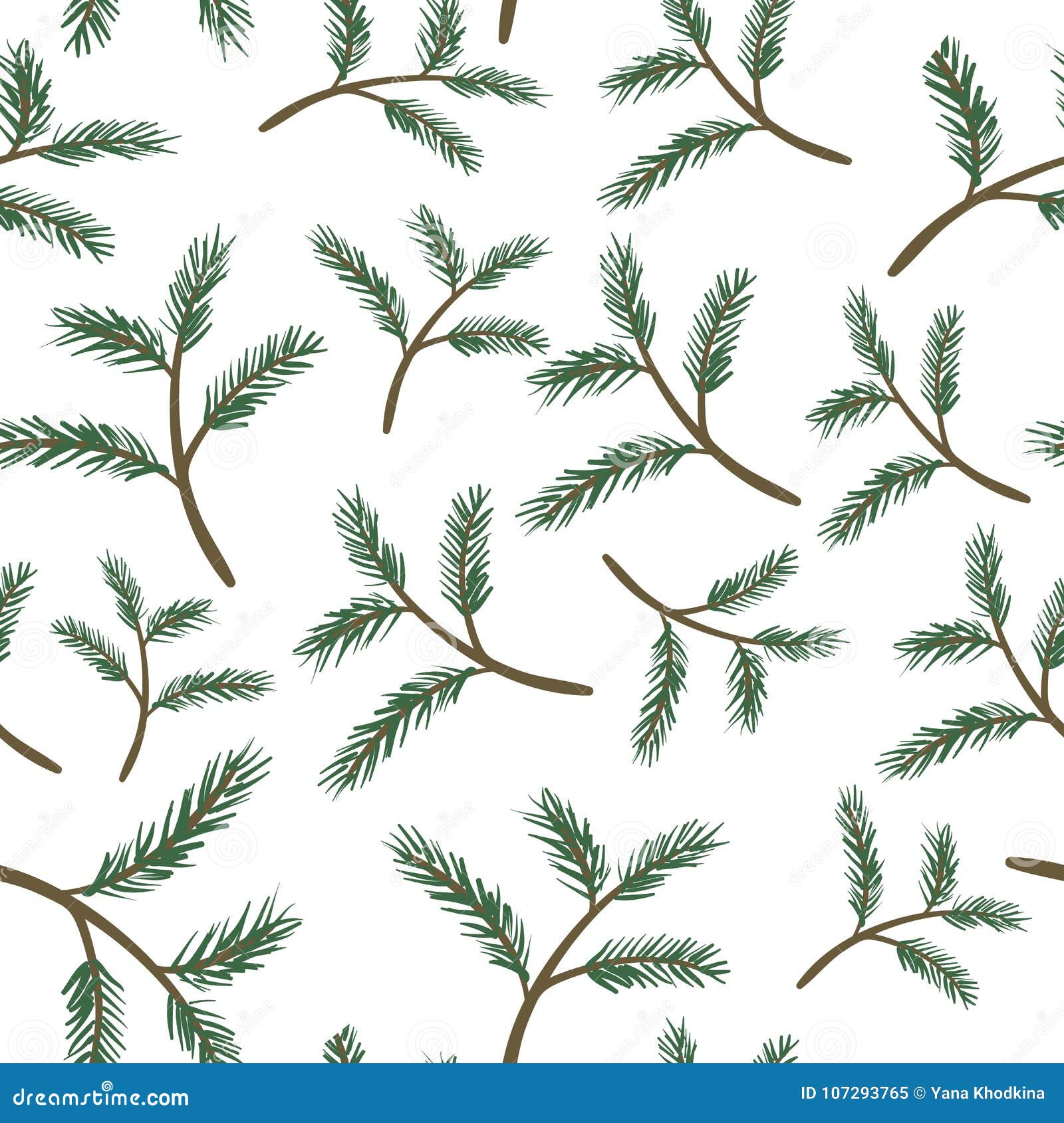 Pine Branches Seamless Pattern Stock Vector - Illustration of repeating ...