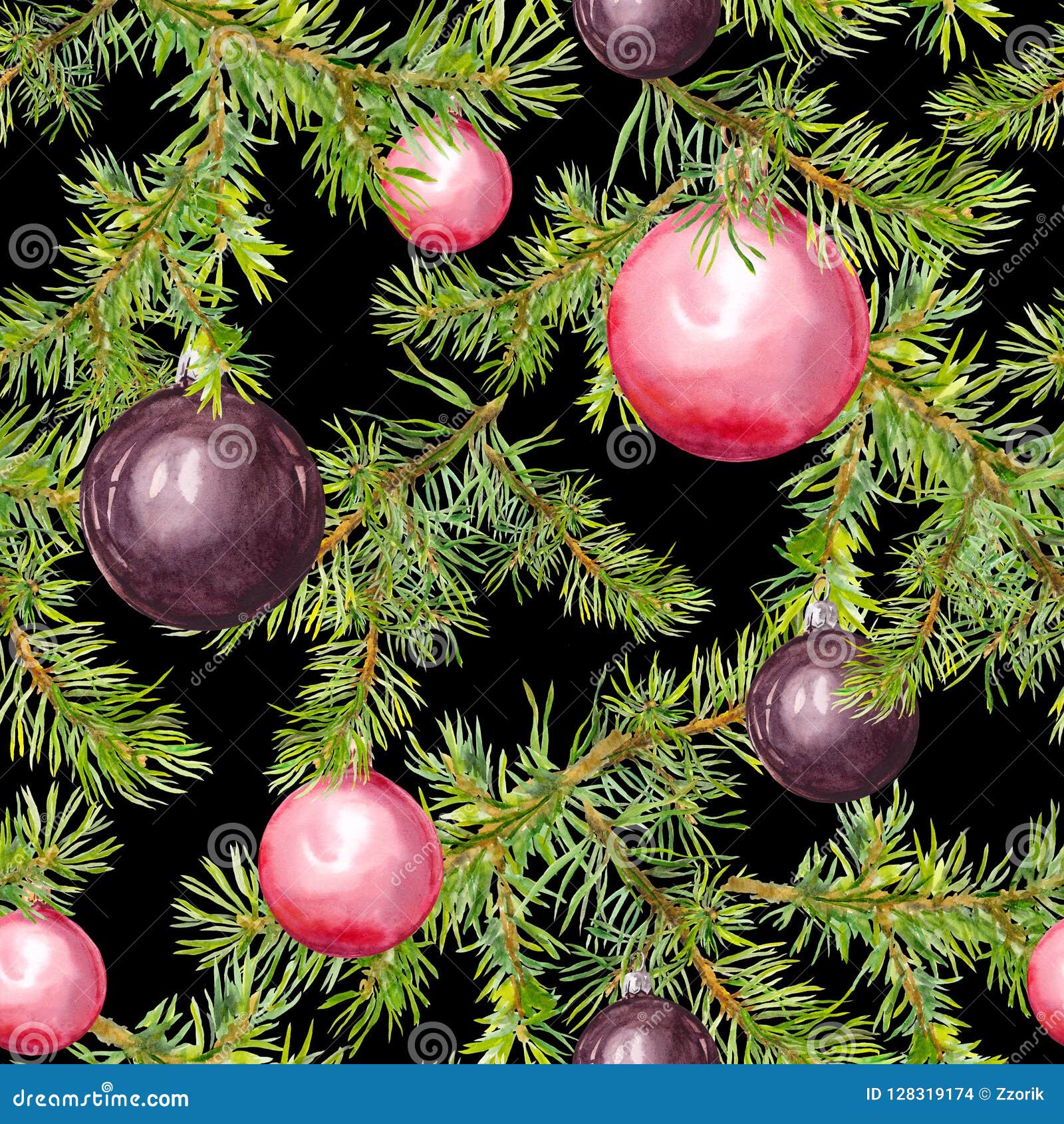 Pine Christmas Tree Branches. Seamless Pattern for Christmas Design ...