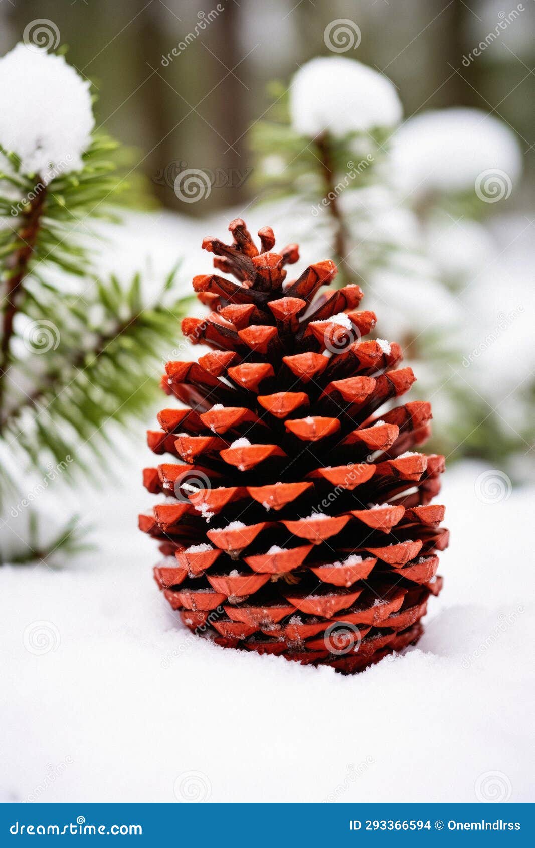 Pine cone in the snow stock illustration. Illustration of christmas ...