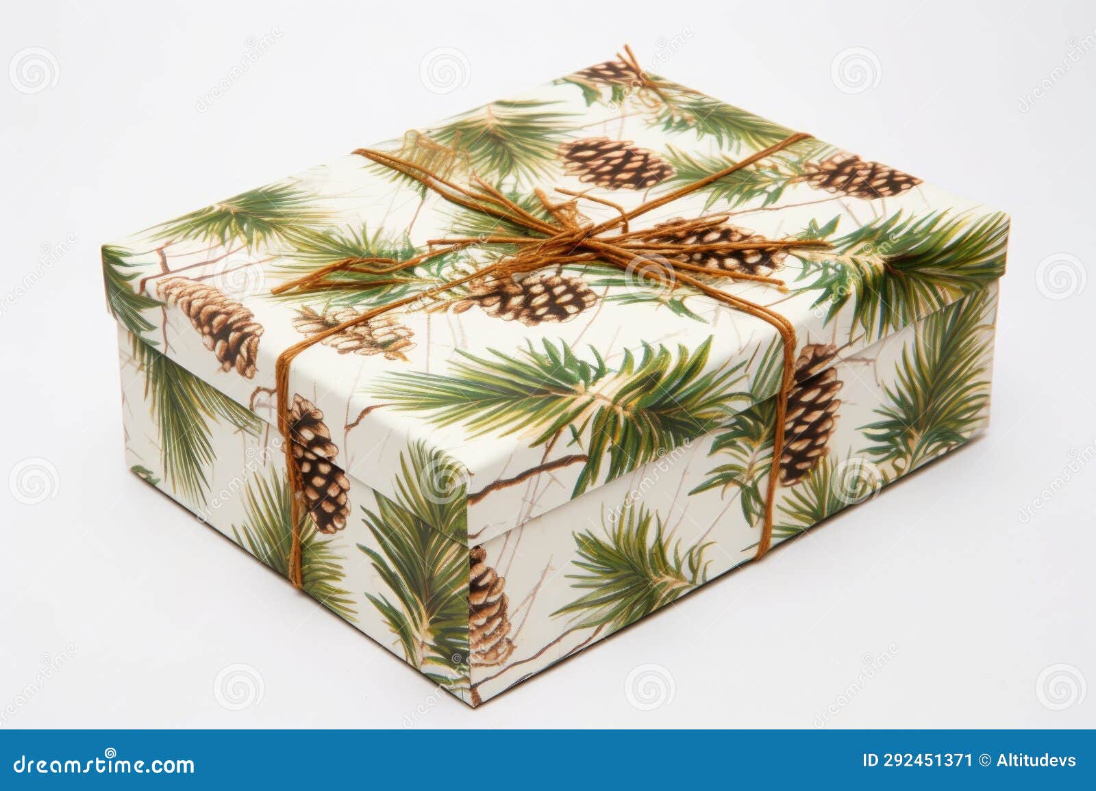 Pine Cone Themed Wrapping Paper on Rectangular Gift Box Stock Image ...