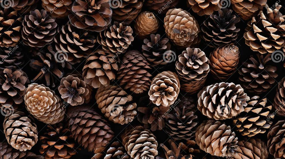Pine Cones Background. Top View. Flat Lay. Copy Space . Stock Photo ...