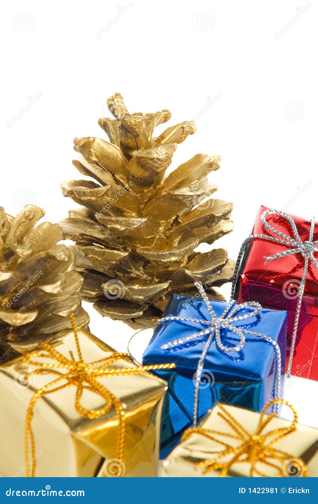 Pine cones and gifts stock image. Image of cone, noel - 1422981