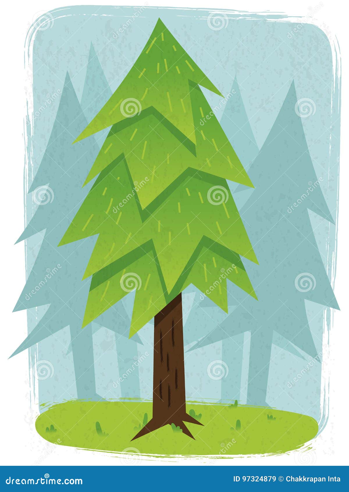 Pine forest illustration stock vector. Illustration of vector - 97324879