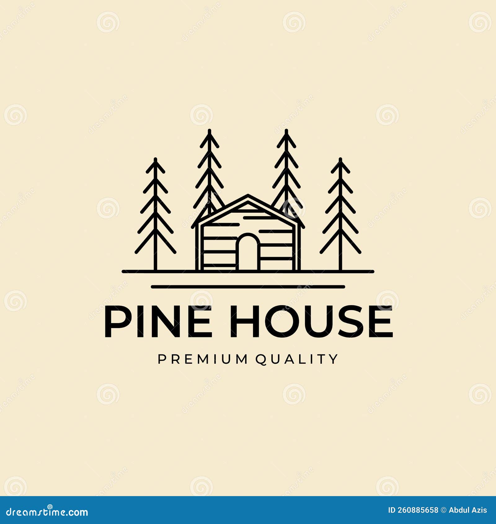 Pine House Line Art Logo Vector Minimalist Design Template Stock Vector ...