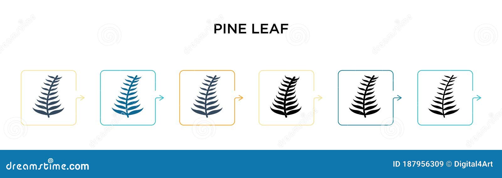 Pine Leaf Vector Icon in 6 Different Modern Styles. Black, Two Colored ...