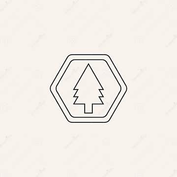 Pine Line Art Logo Vector Design Illustration Stock Vector ...