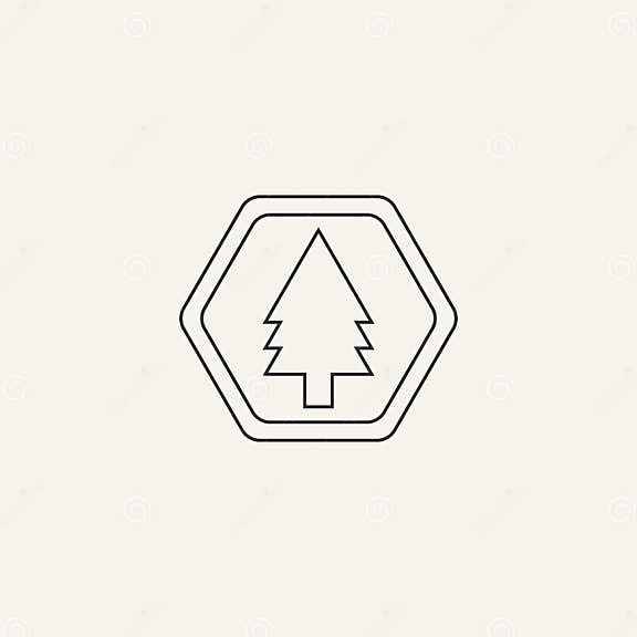 Pine Line Art Logo Vector Design Illustration Stock Vector ...